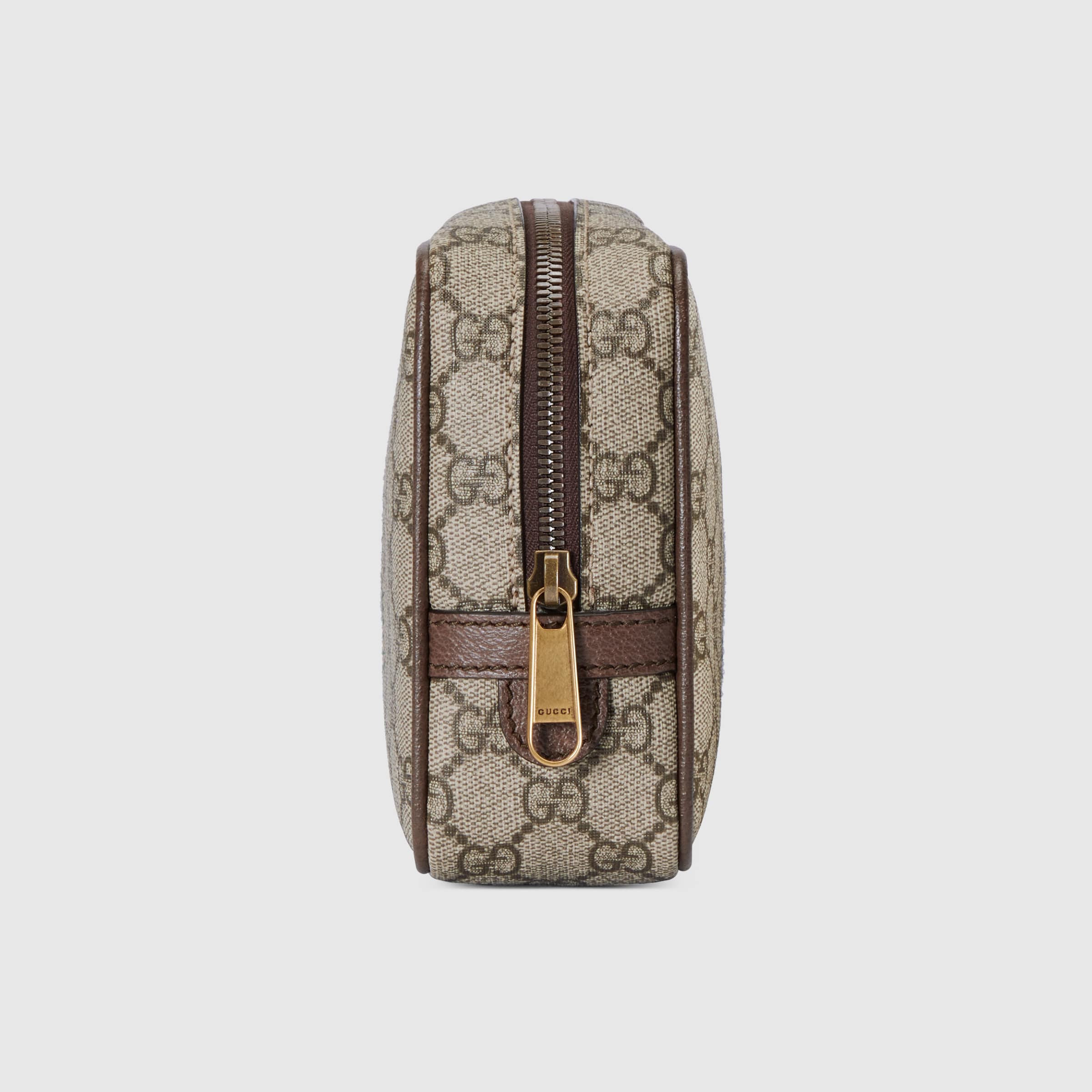 Gucci Savoy small toiletry case in beige and ebony Supreme | GUCCI® US