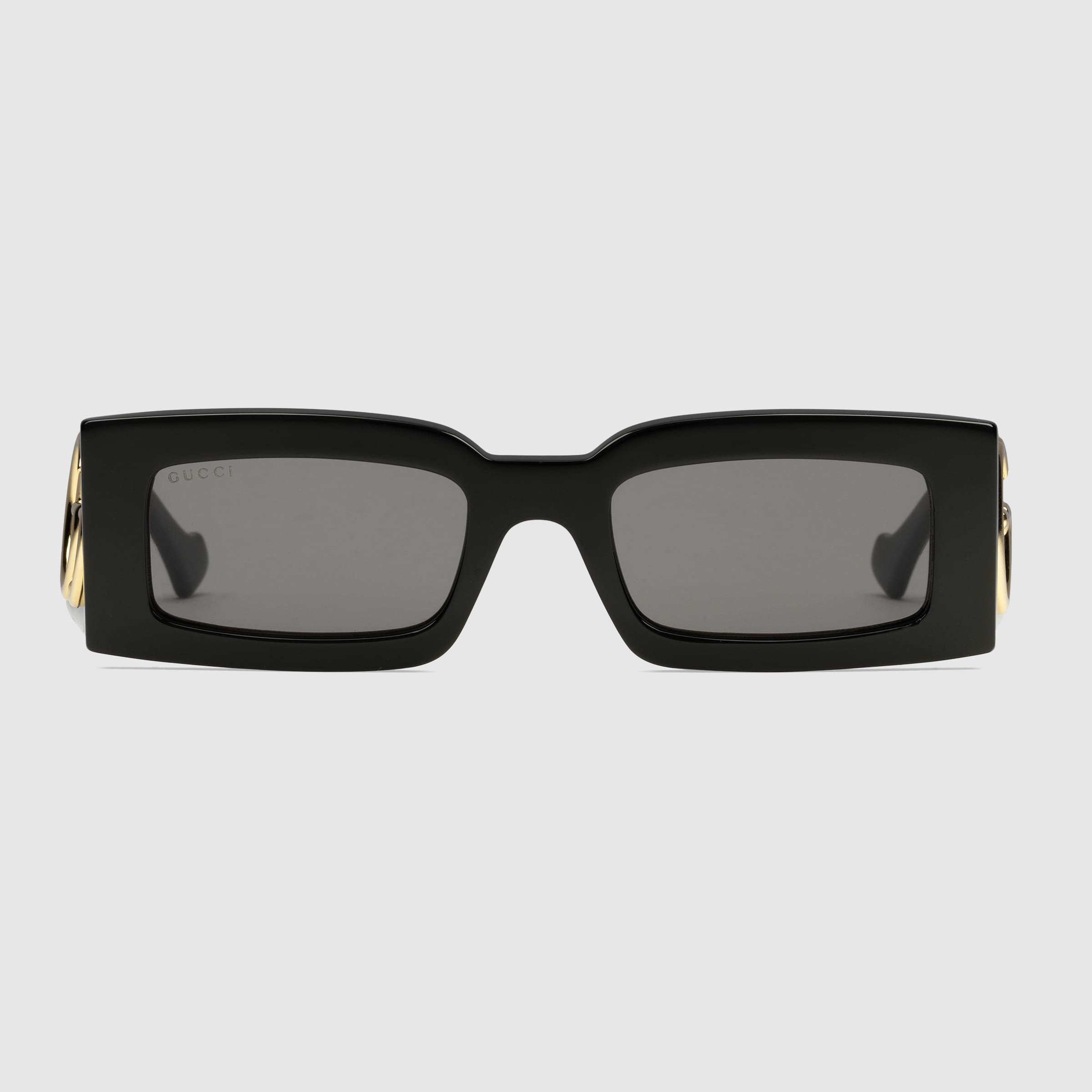 Rectangular frame sunglasses in black acetate | GUCCI® US