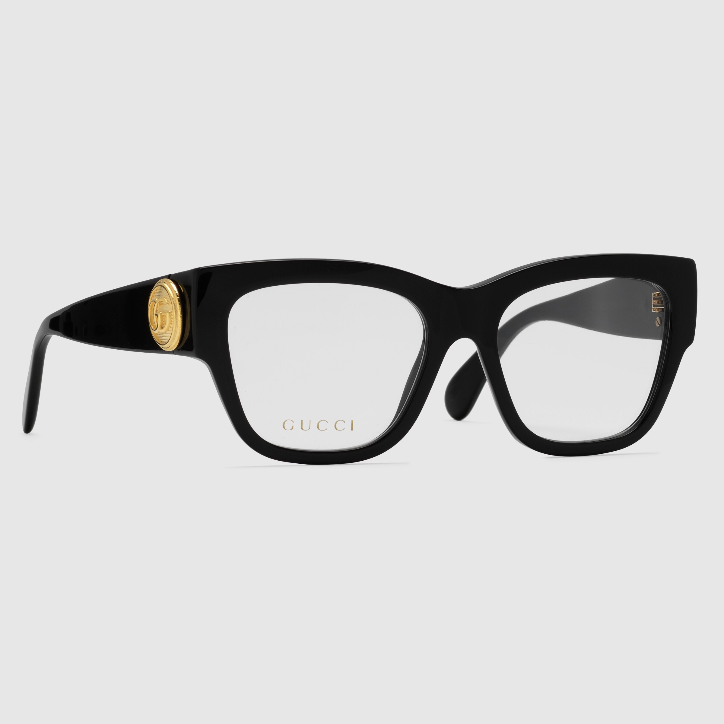 Rectangular optical frame in black acetate | GUCCI® UK