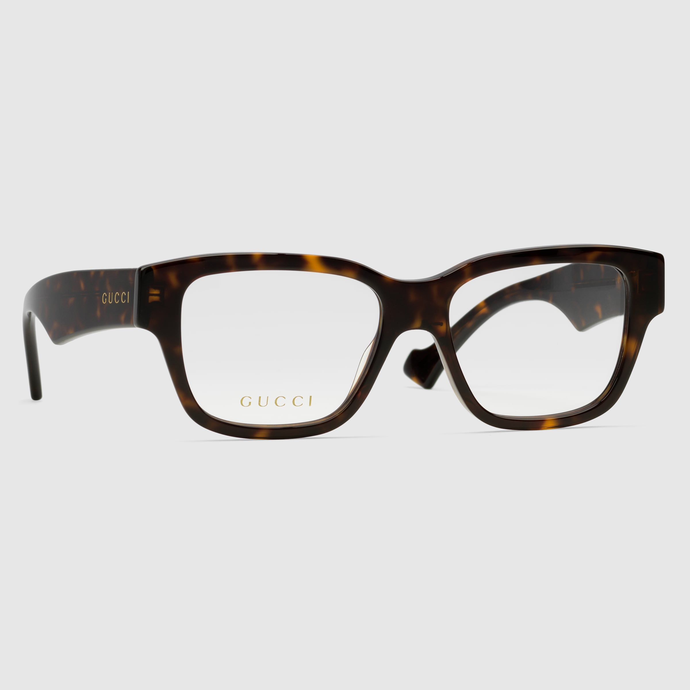 Rectangular optical frame in tortoiseshell acetate | GUCCI® UK