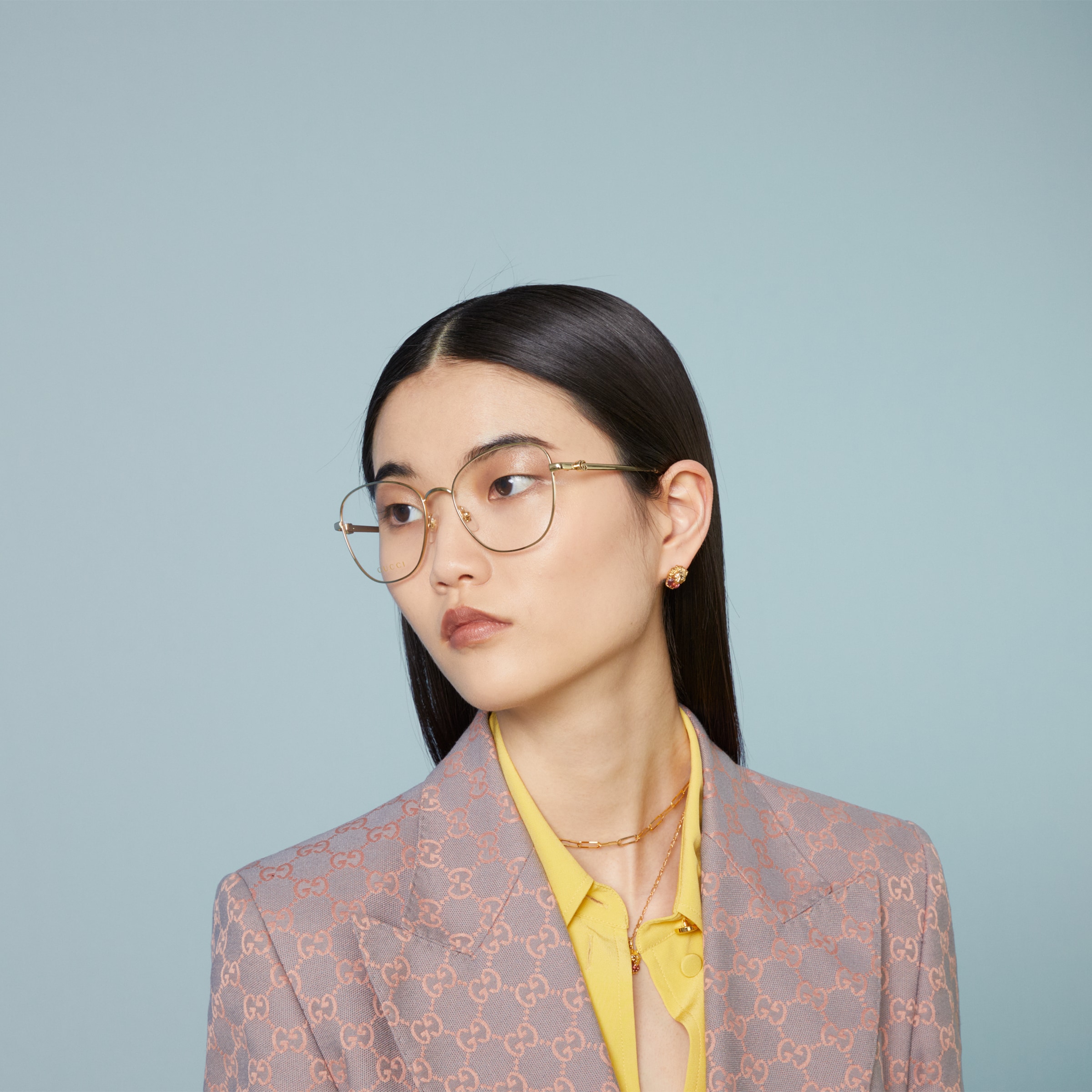Cat Eye Optical Frame In Gold Toned Metal Gucci® Us