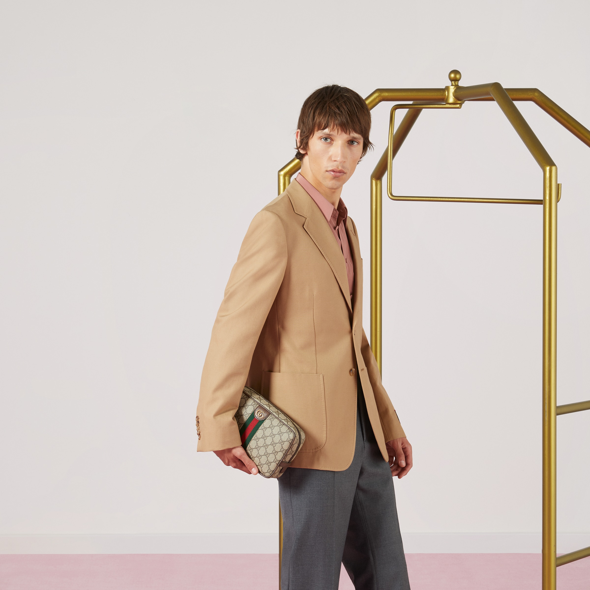 Gucci Savoy toiletry case with Web in beige and ebony Supreme | GUCCI ...