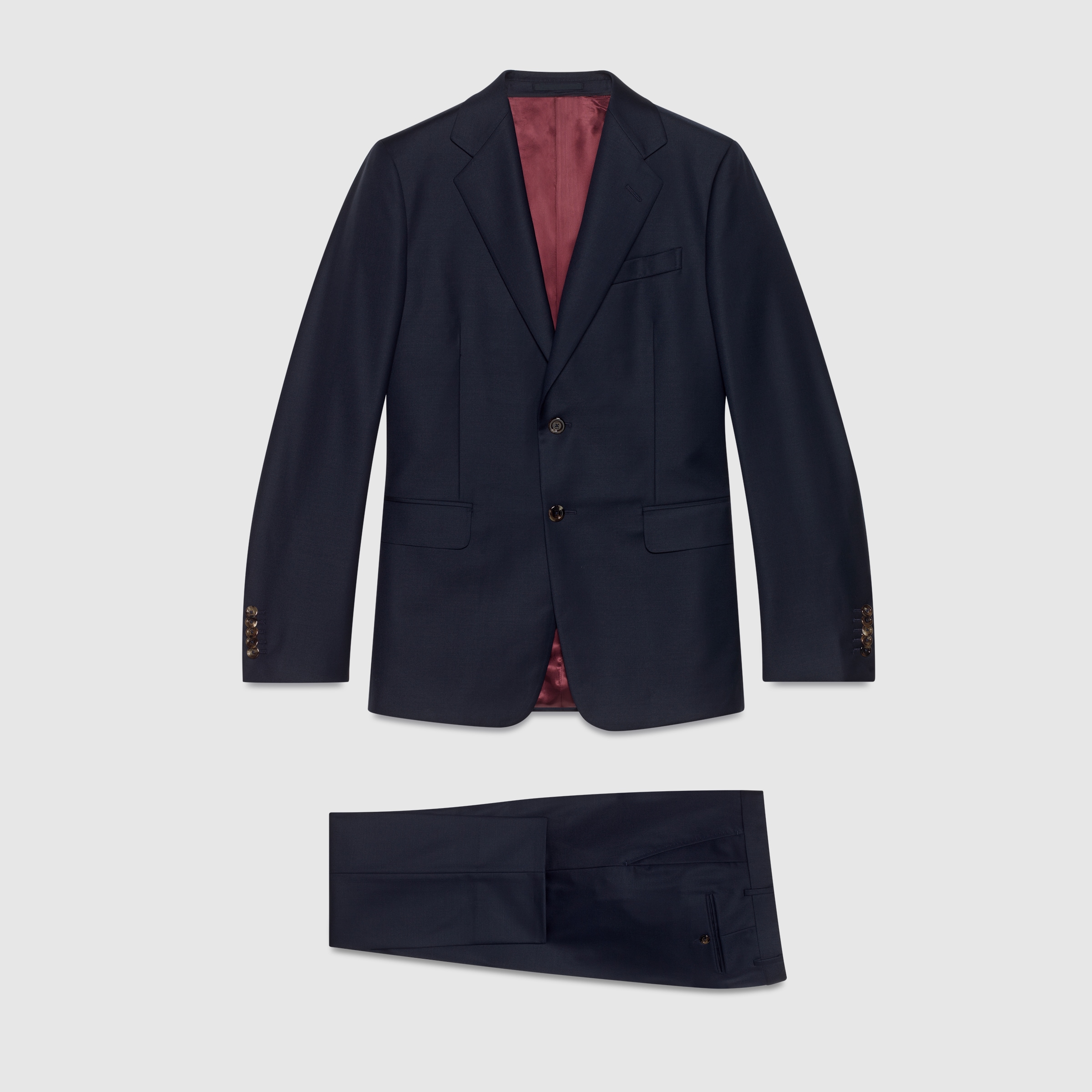 Straight fit wool suit in blue wool | GUCCI® UK