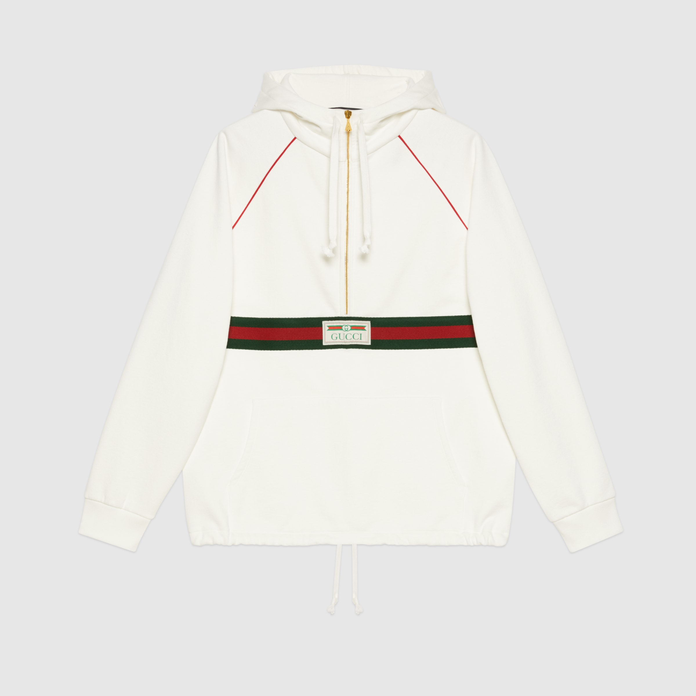 Sweatshirt With Web & Gucci Label In Ivory | GUCCI® Canada