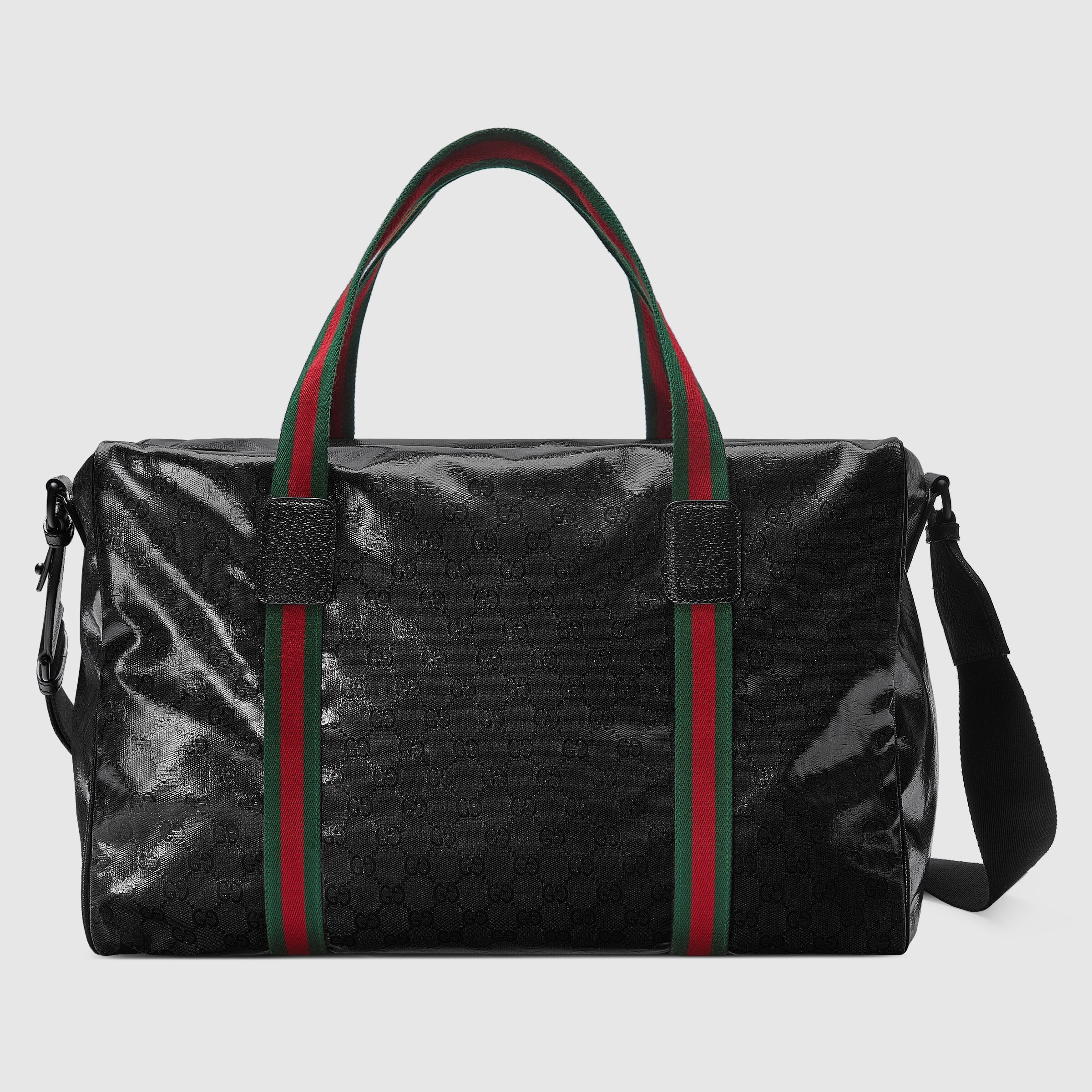 Large duffle bag with Web in black GG Crystal | GUCCI® UK