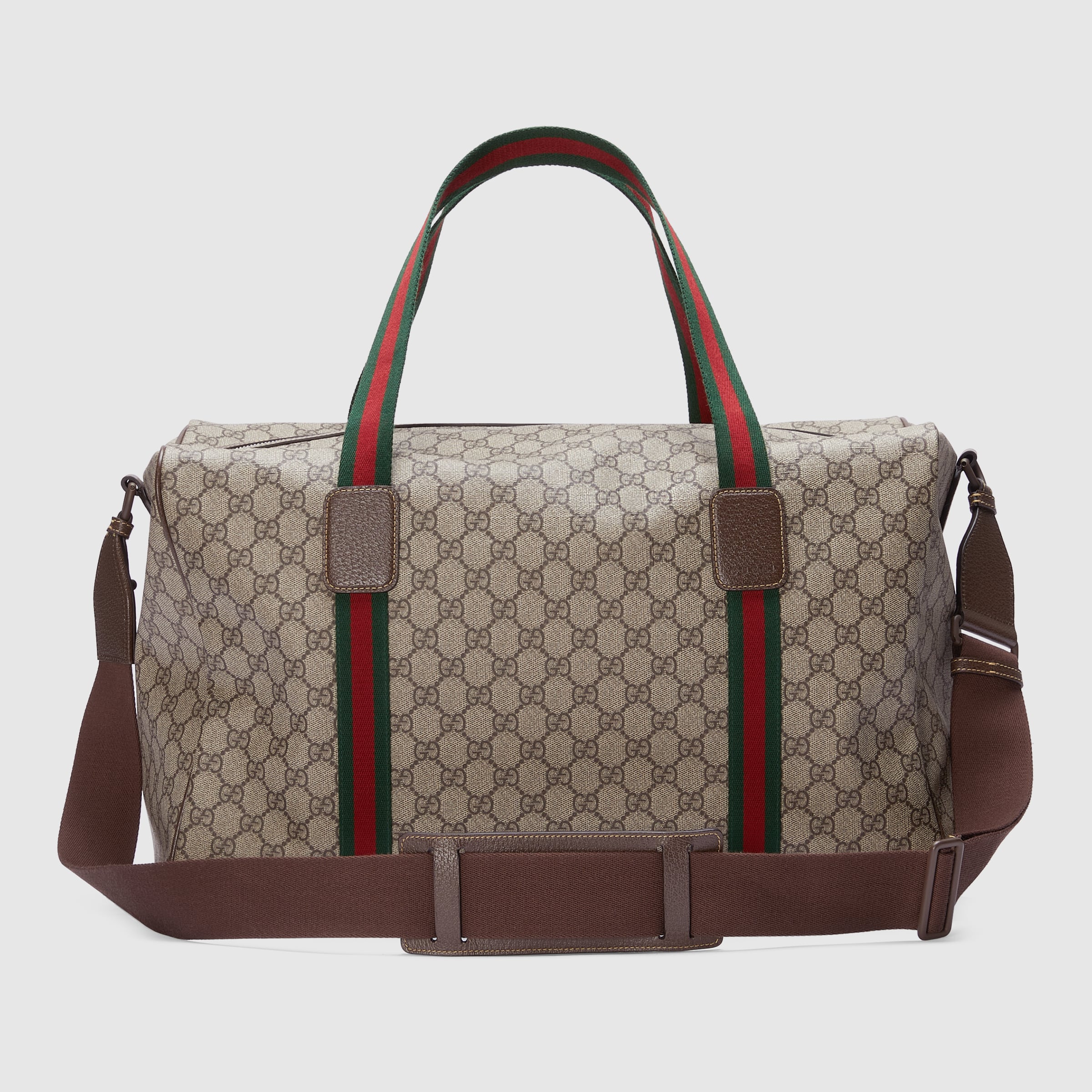 Medium duffle bag with Web in beige and ebony Soft GG Supreme | GUCCI ...