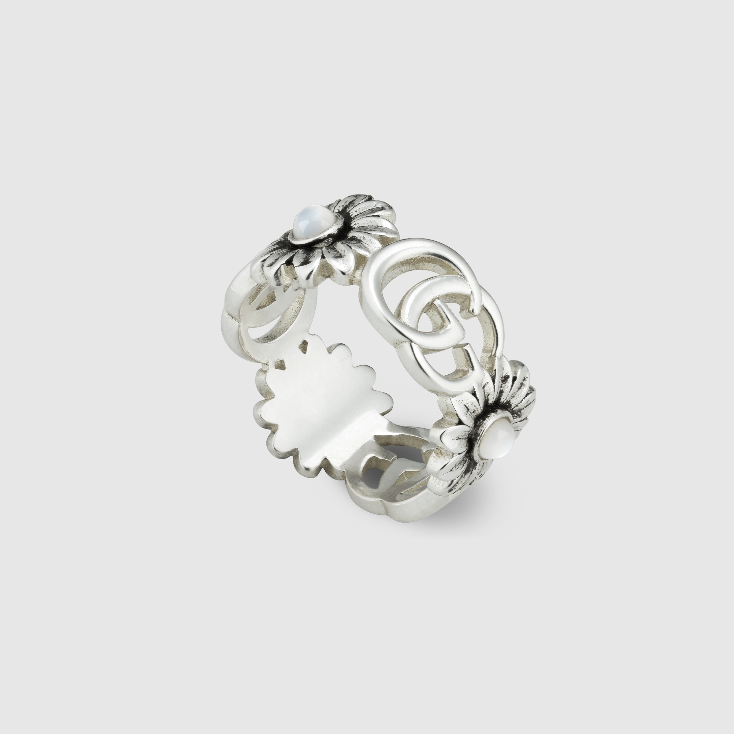 GG Marmont mother of pearl ring in 925 sterling silver | GUCCI® US