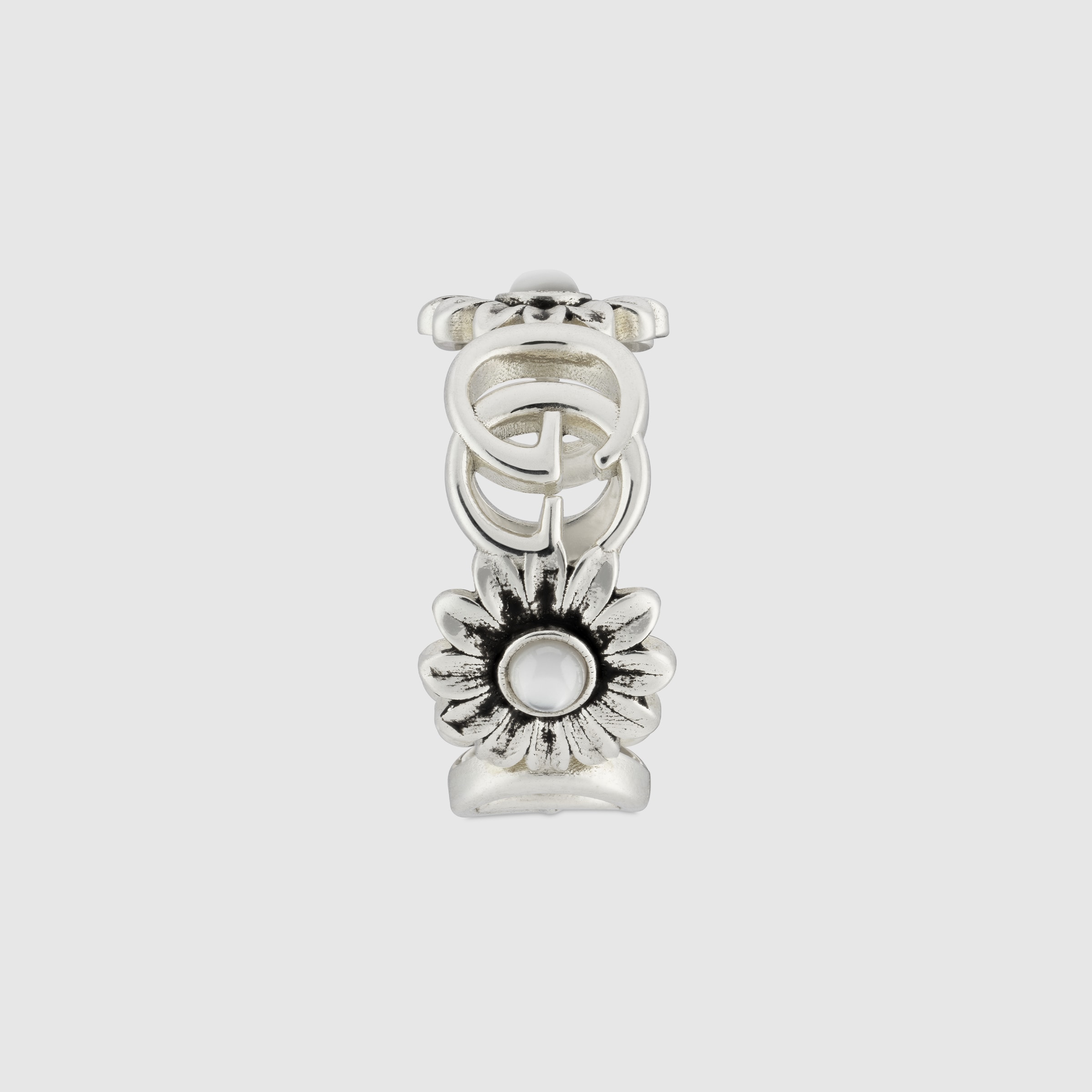 GG Marmont mother of pearl ring in 925 sterling silver | GUCCI® US