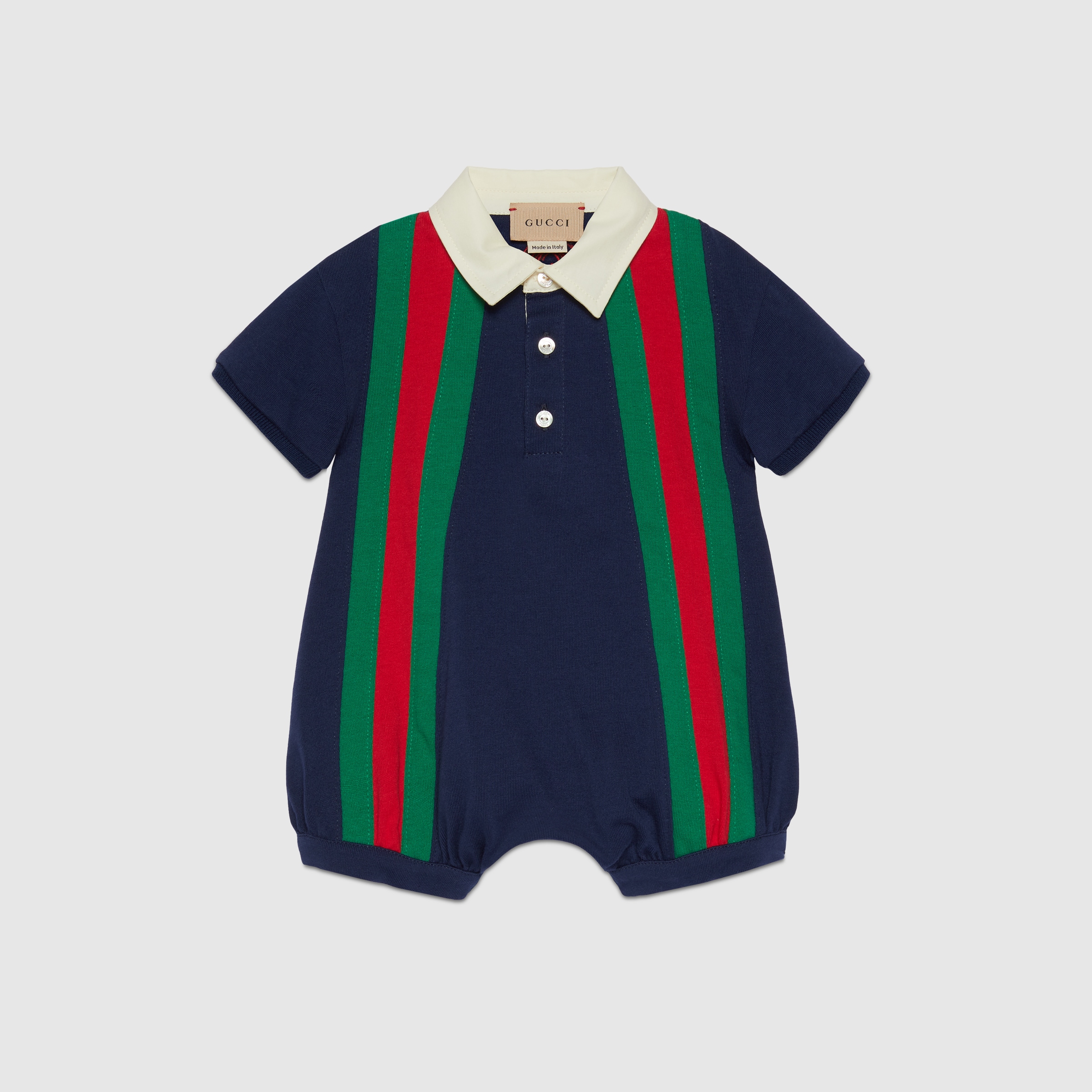 Baby cotton jersey one-piece with Web in dark blue | GUCCI® US