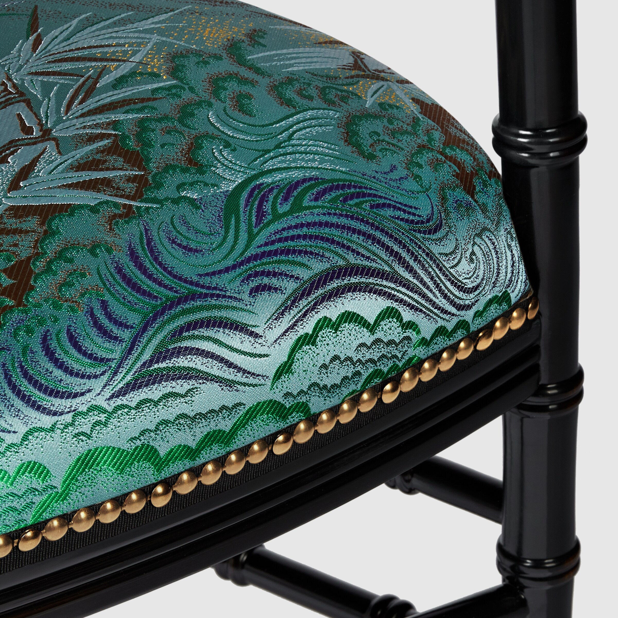 Chiavari tiger jacquard chair with arm rest in blue silk jacquard ...