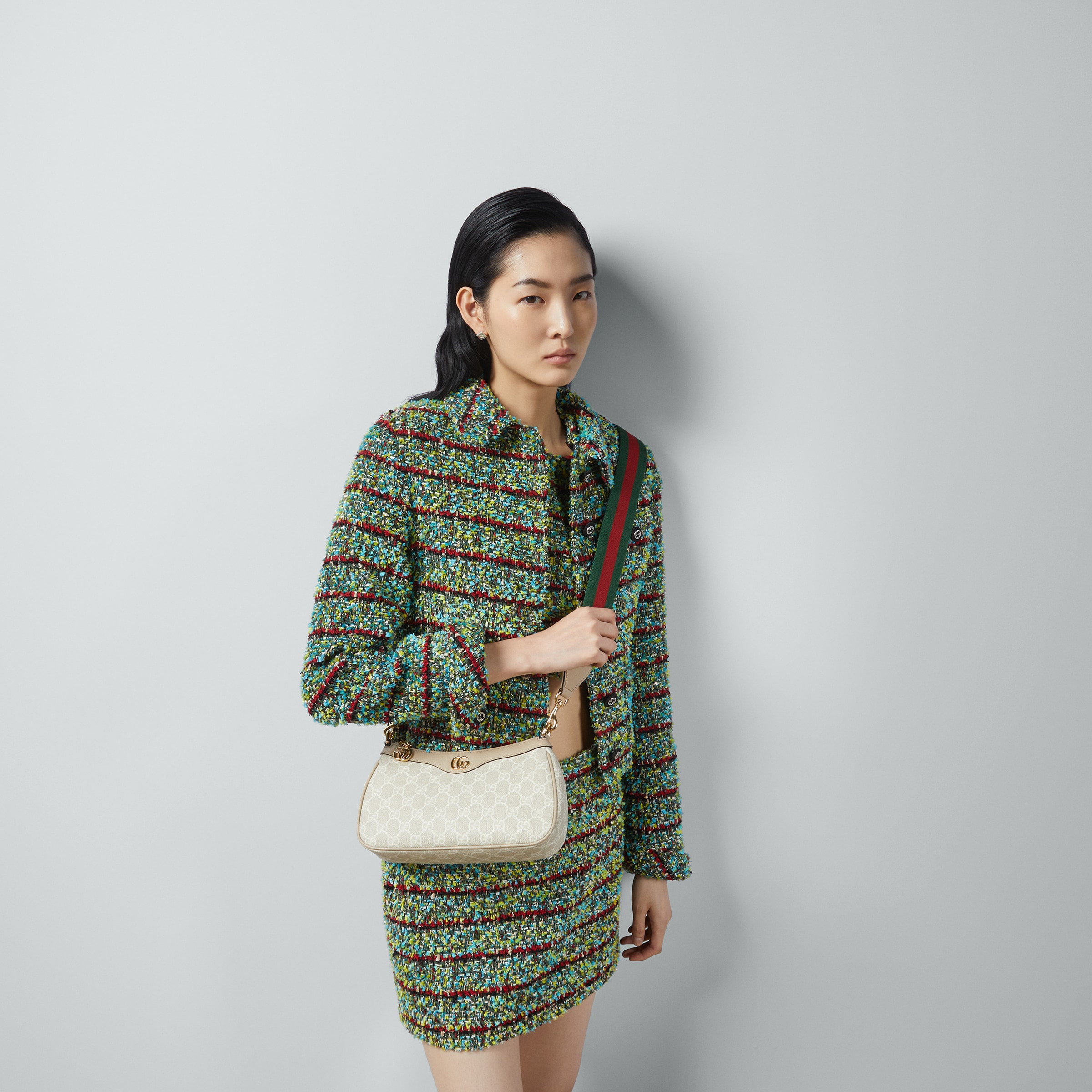Ophidia small shoulder bag in beige and white GG Supreme | GUCCI® Australia