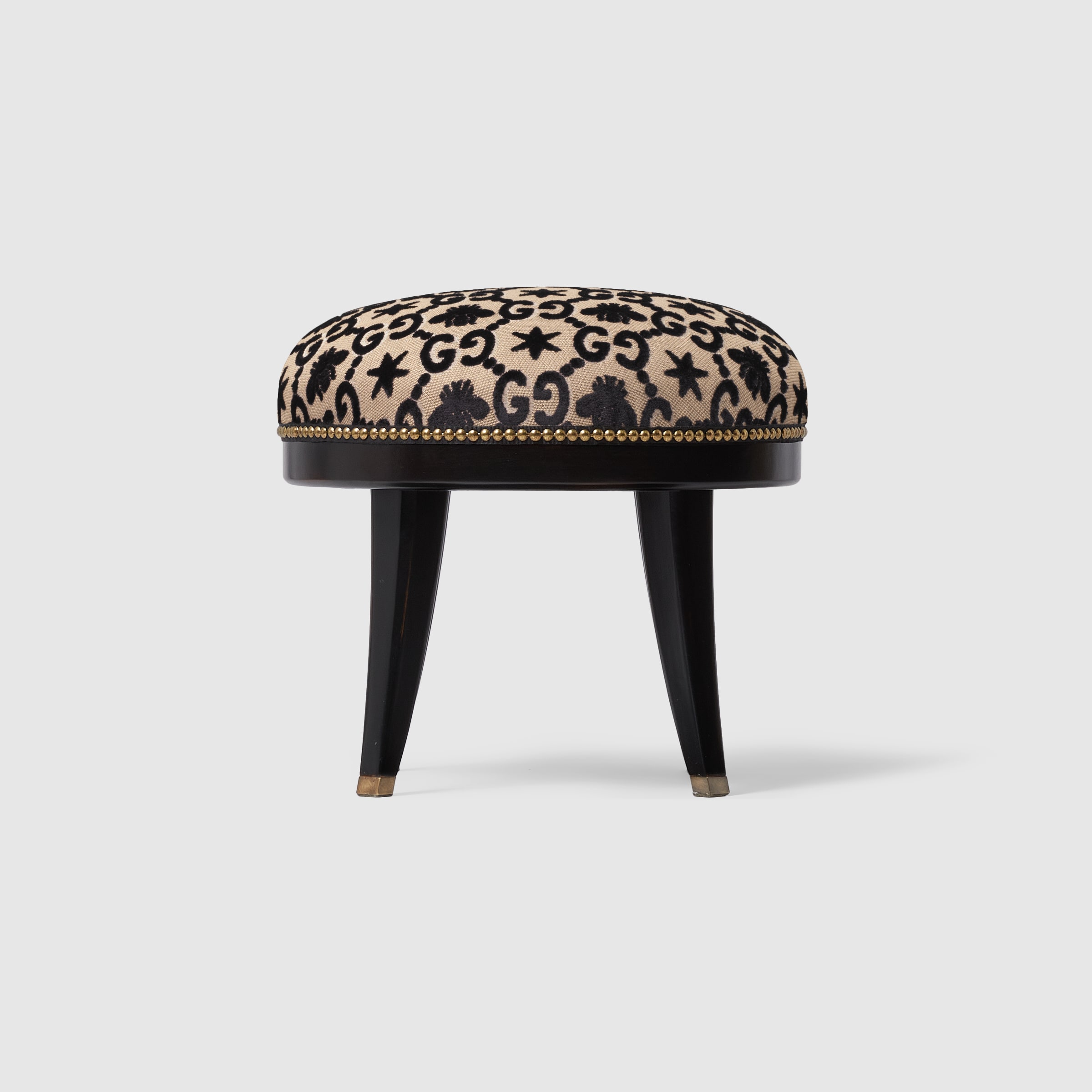 GG bee and star jacquard round stool in black velvet jacquard | GUCCI® US