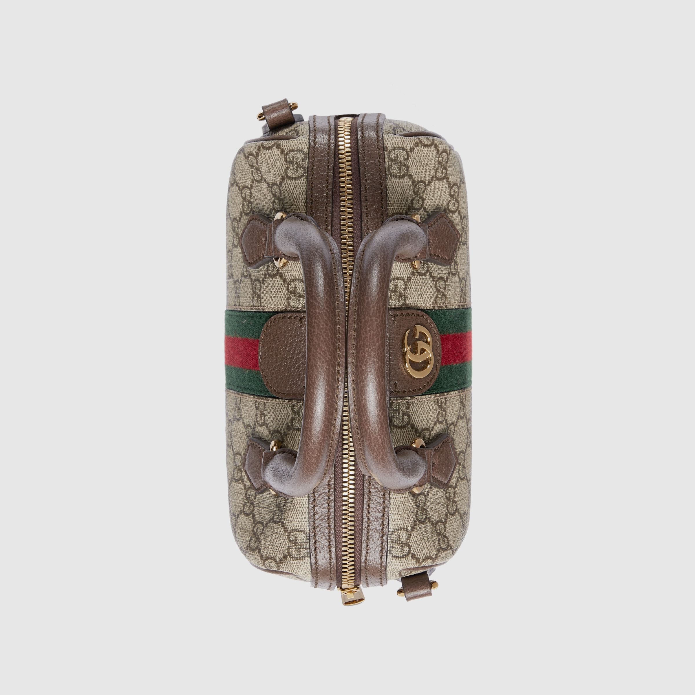 Ophidia small boston bag in beige and ebony GG Supreme | GUCCI® SG
