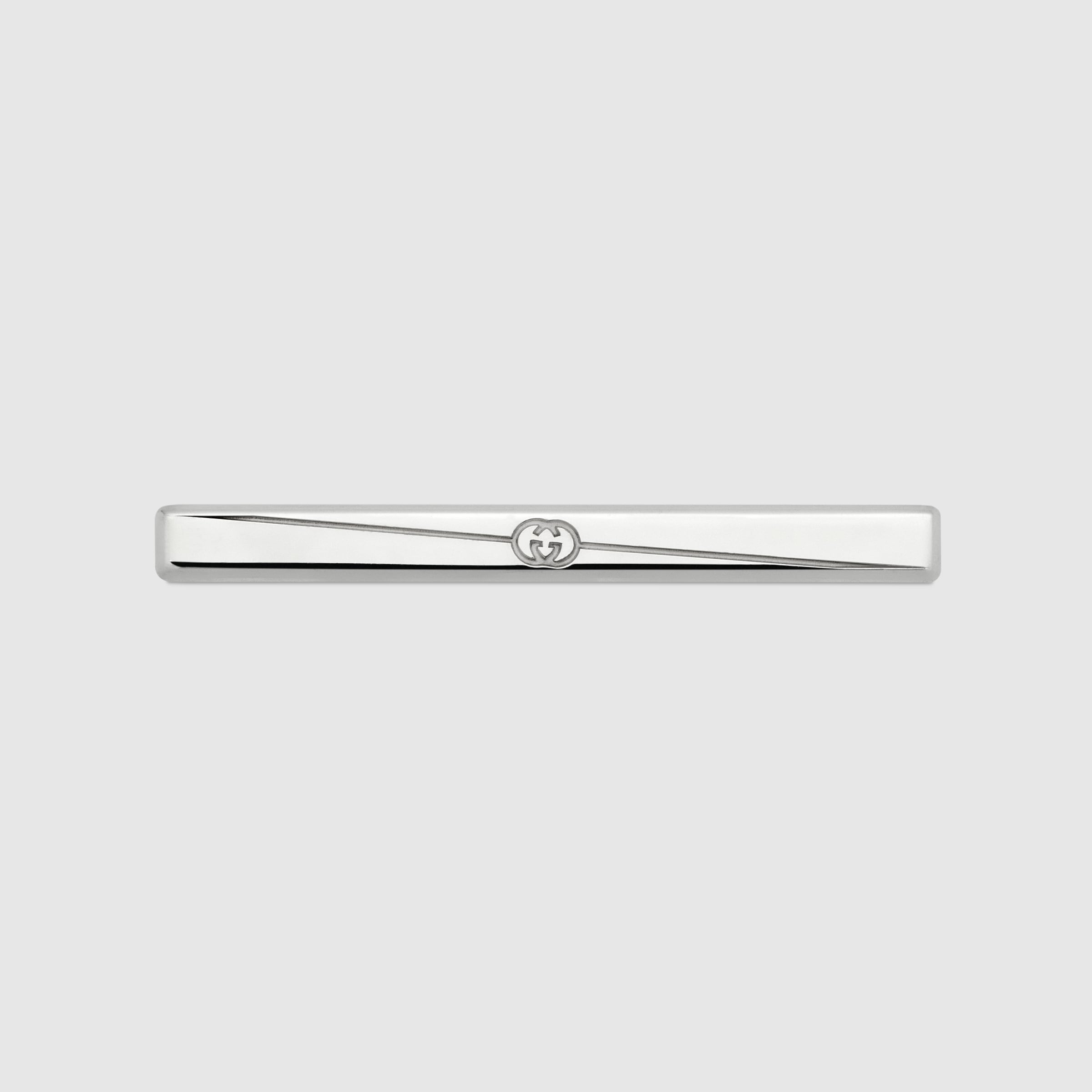 Diagonal Interlocking G tie bar in 925 sterling silver | GUCCI® US