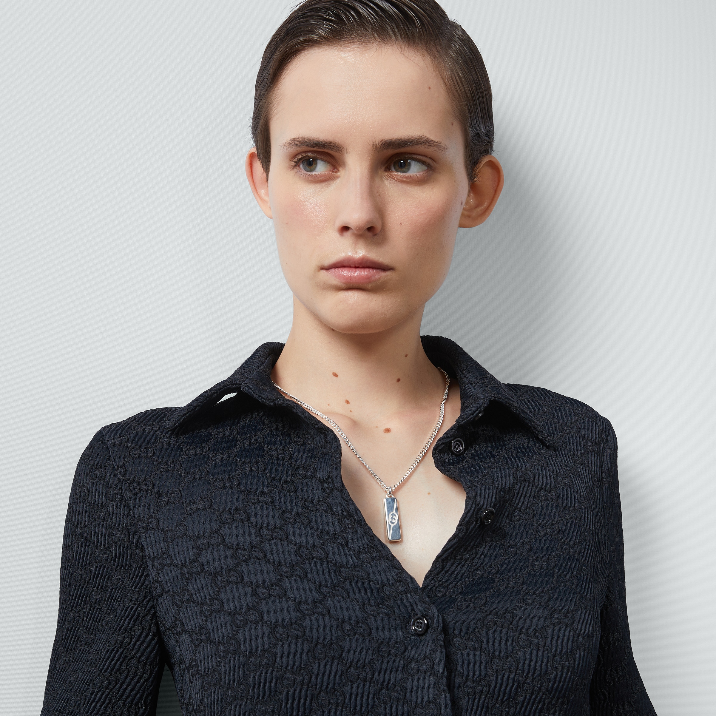 Diagonal Interlocking G necklace in 925 sterling silver | GUCCI® US