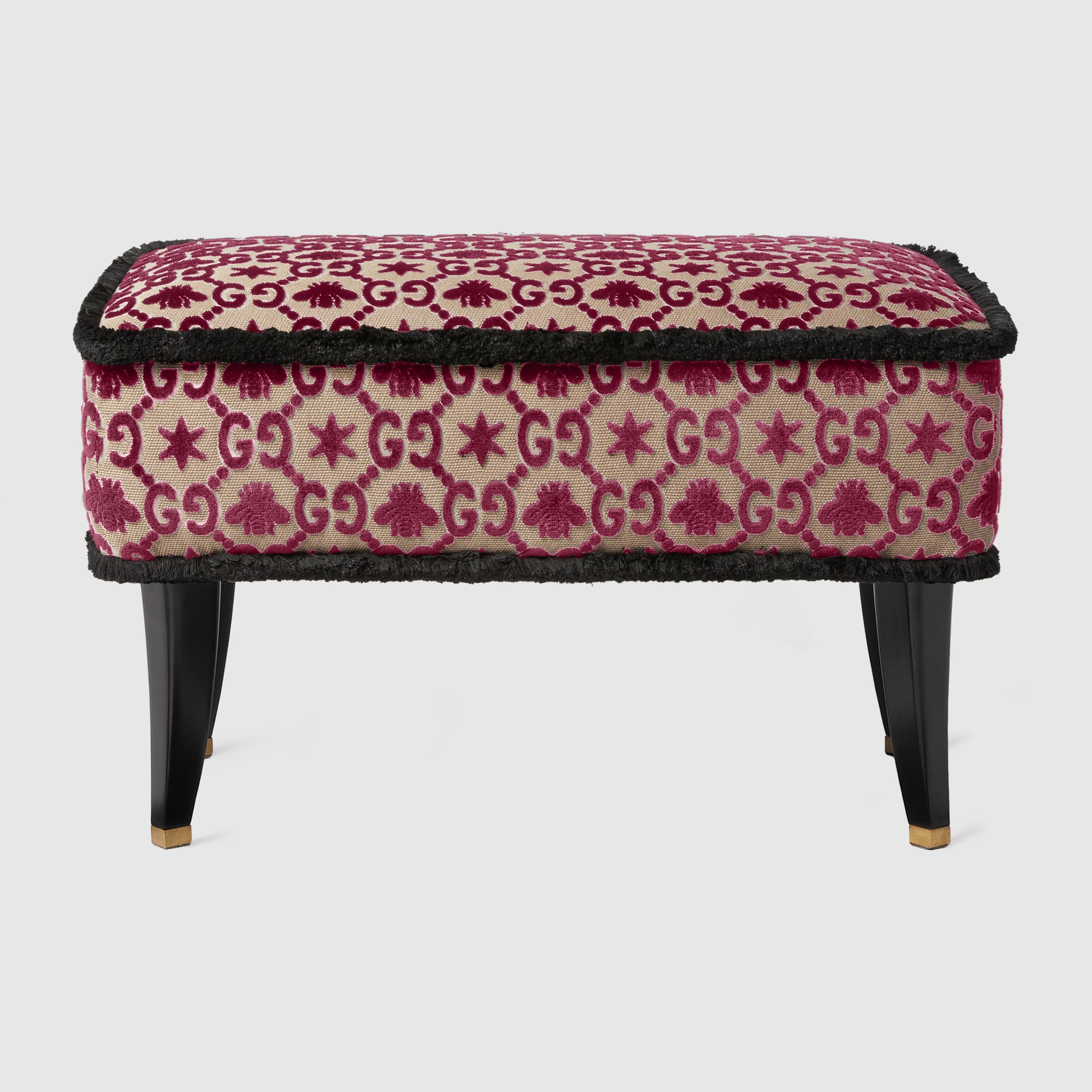 GG bee and star jacquard stool in bordeaux velvet jacquard | GUCCI® UK
