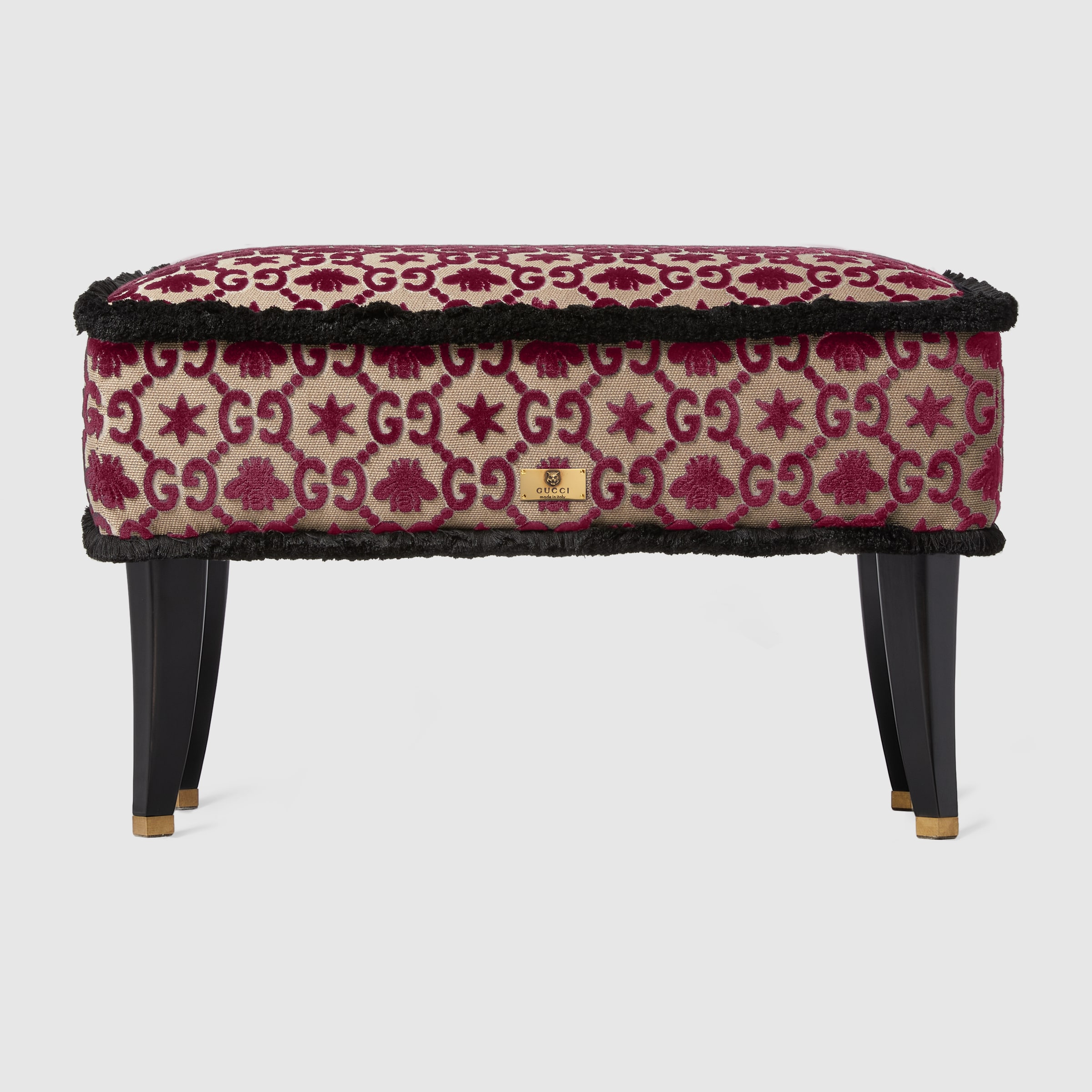 GG bee and star jacquard stool in bordeaux velvet jacquard | GUCCI® UK