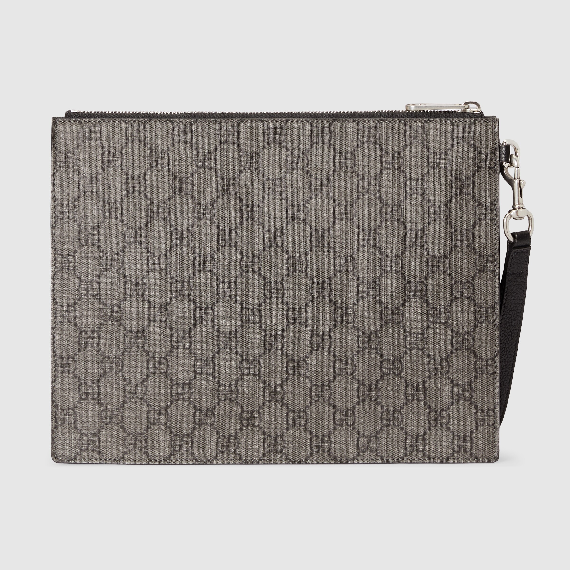 Gucci pouch with strap in grey and black GG Supreme | GUCCI® US