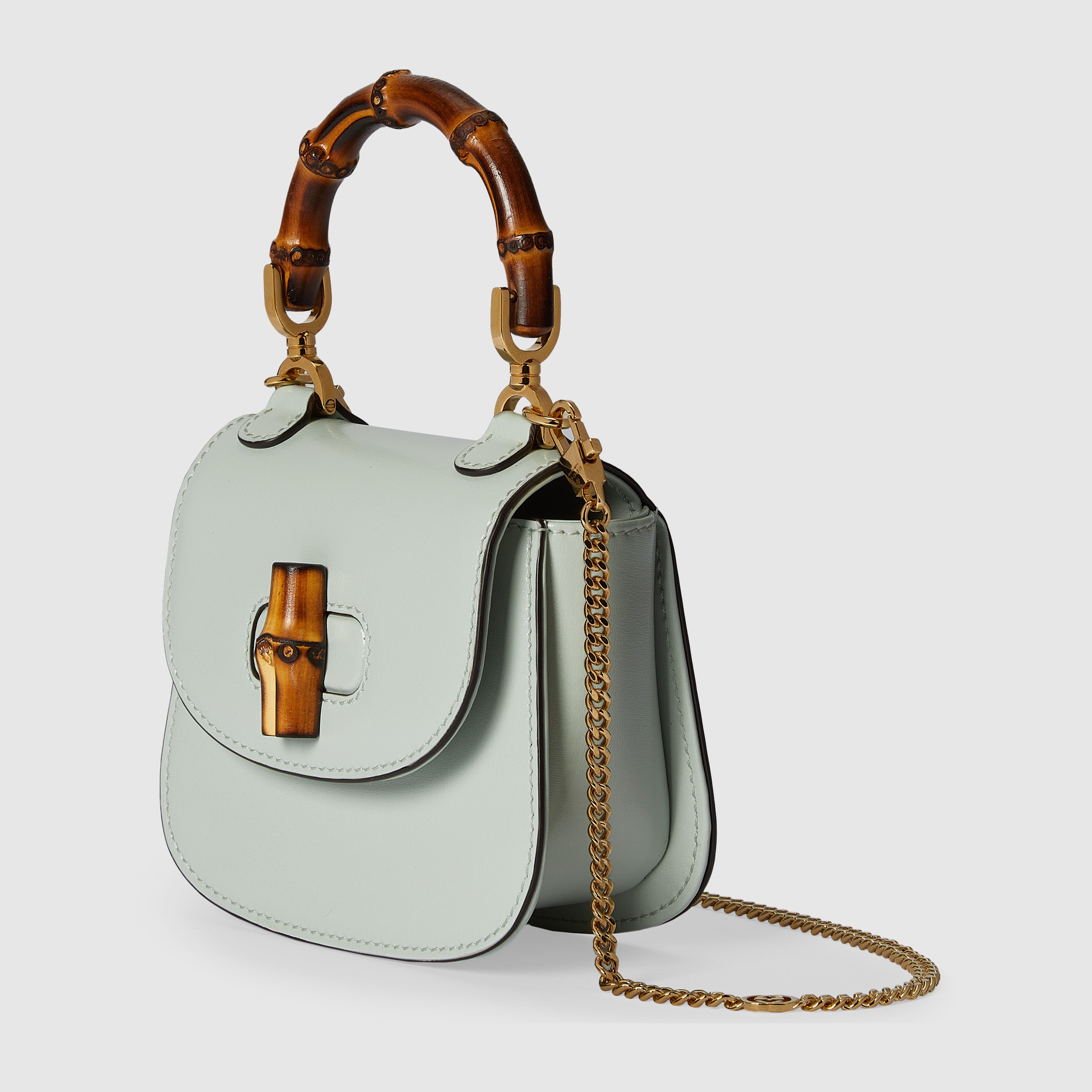 Gucci Bamboo 1947 nano bag in pale green leather | GUCCI® SG