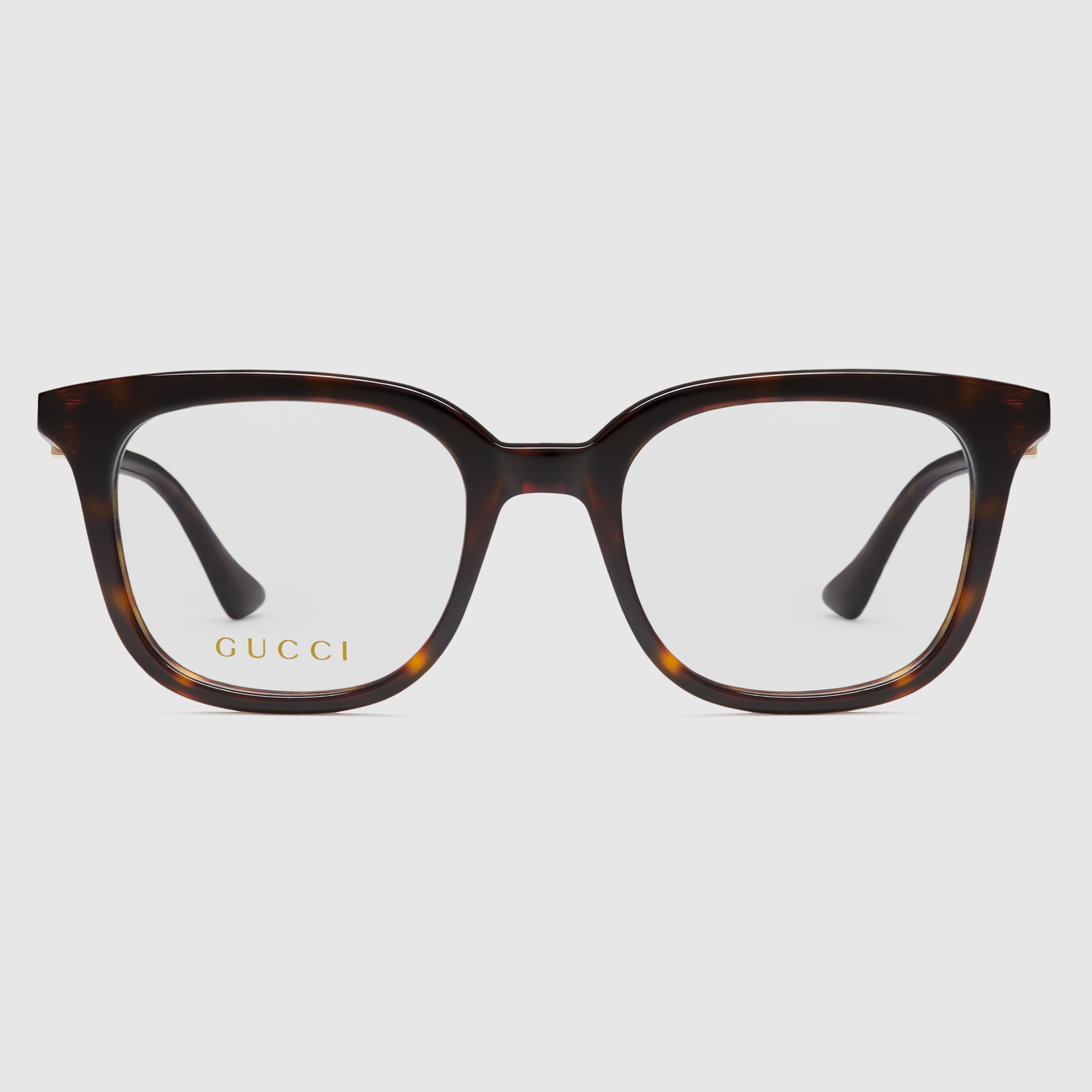 Rectangular optical frame in dark tortoiseshell | GUCCI® US