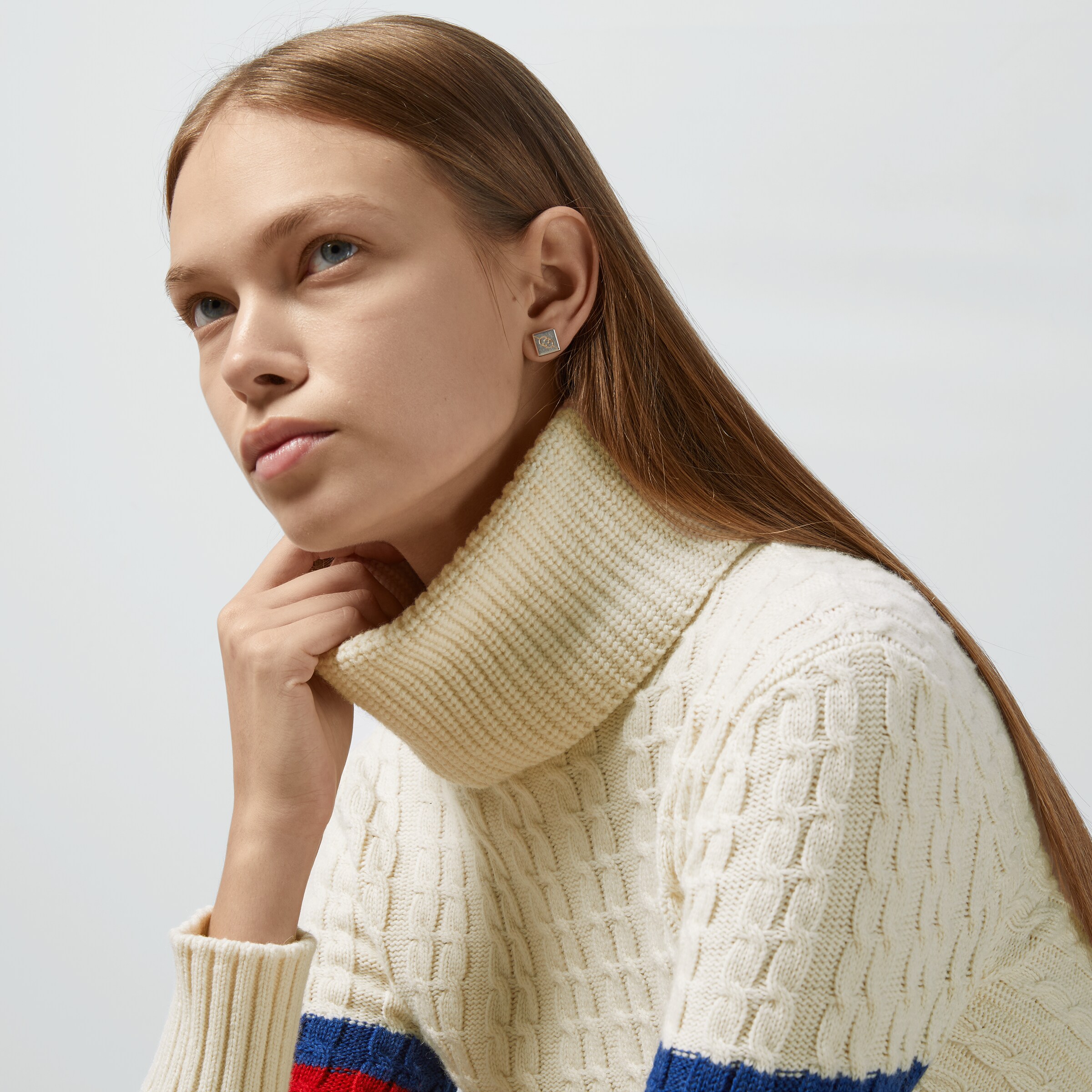 Cable knit wool cashmere jumper in ivory | GUCCI® UK