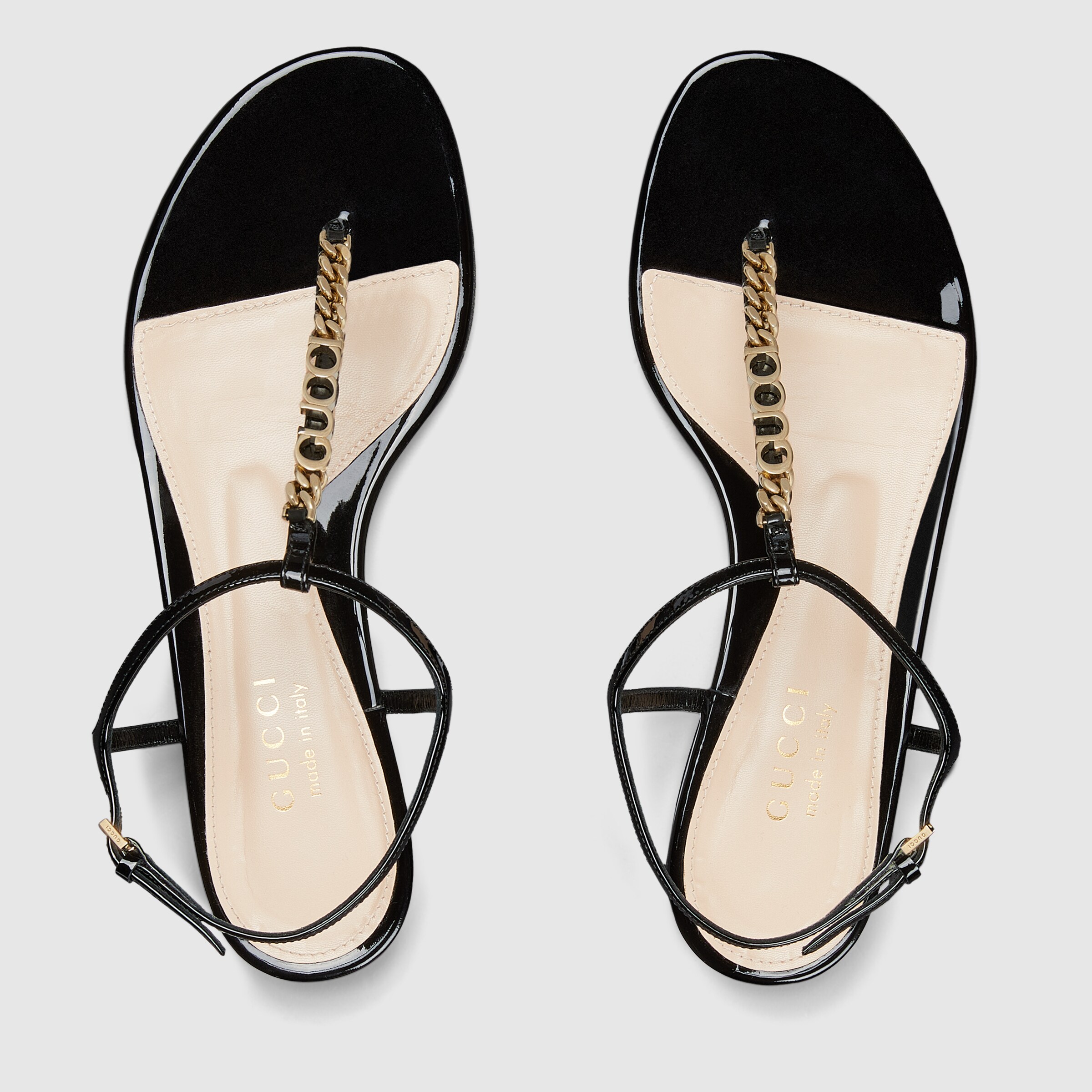 Gucci Signoria thong sandal in black patent leather | GUCCI® US