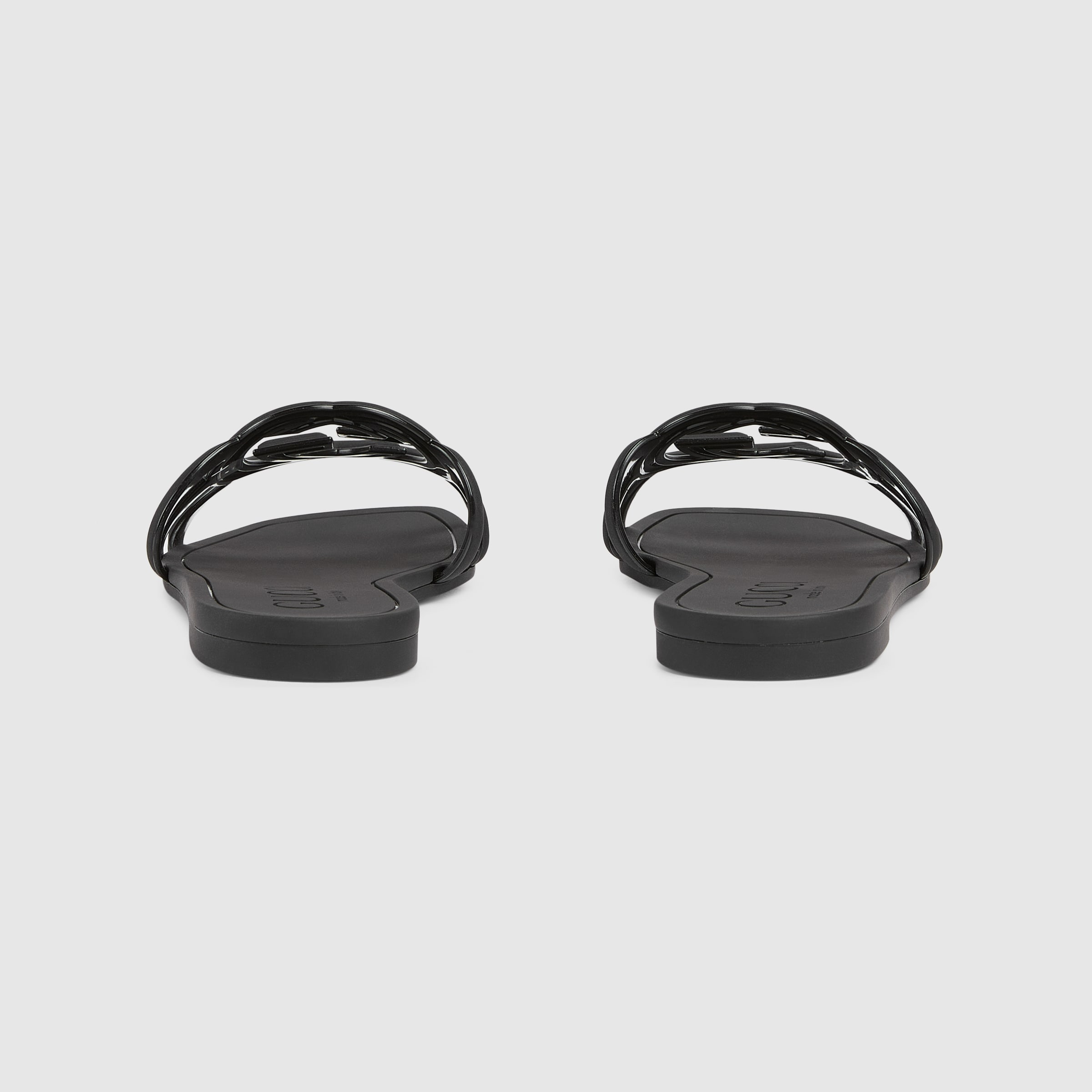 Women's Interlocking G slide sandal in black rubber | GUCCI® US