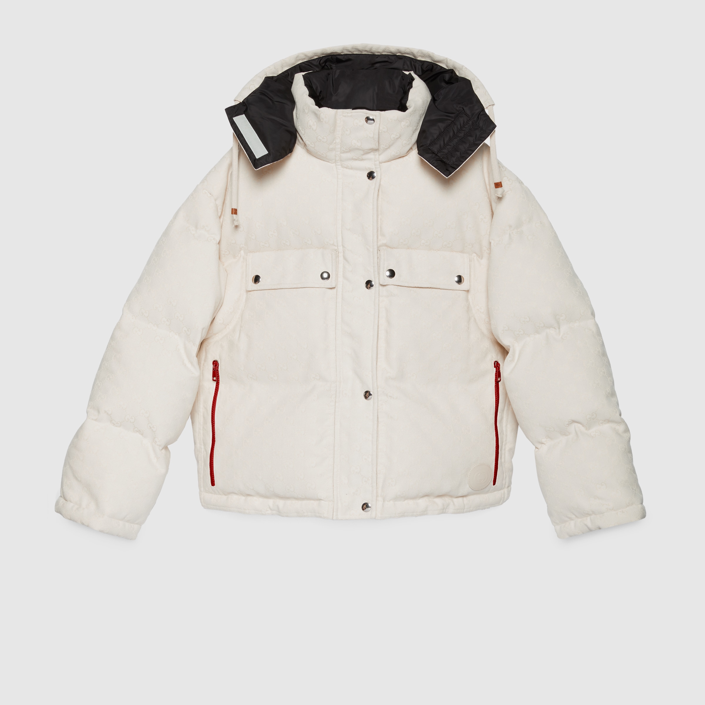 GG cotton canvas puffer jacket in off white | GUCCI® US