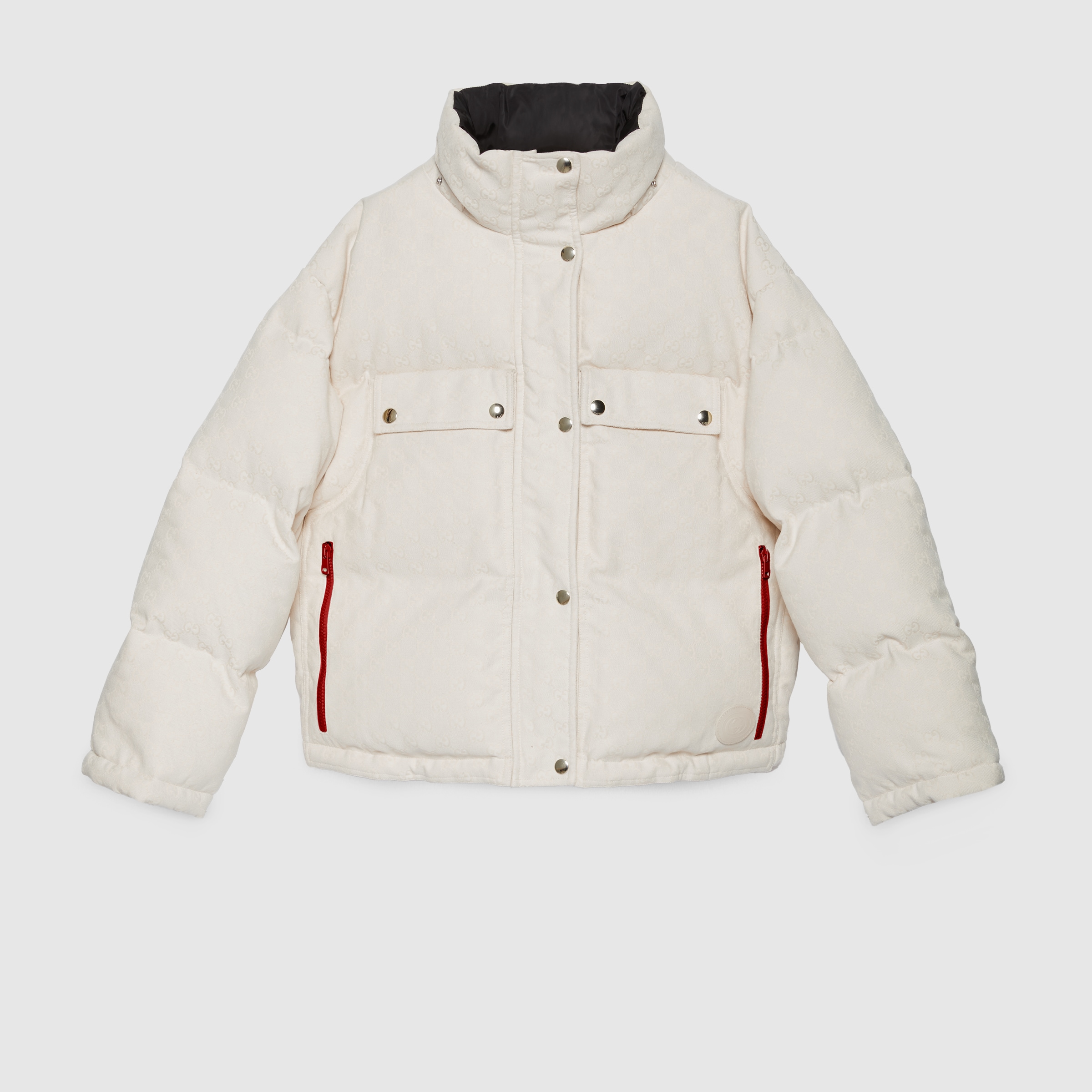 GG cotton canvas puffer jacket in off white | GUCCI® US
