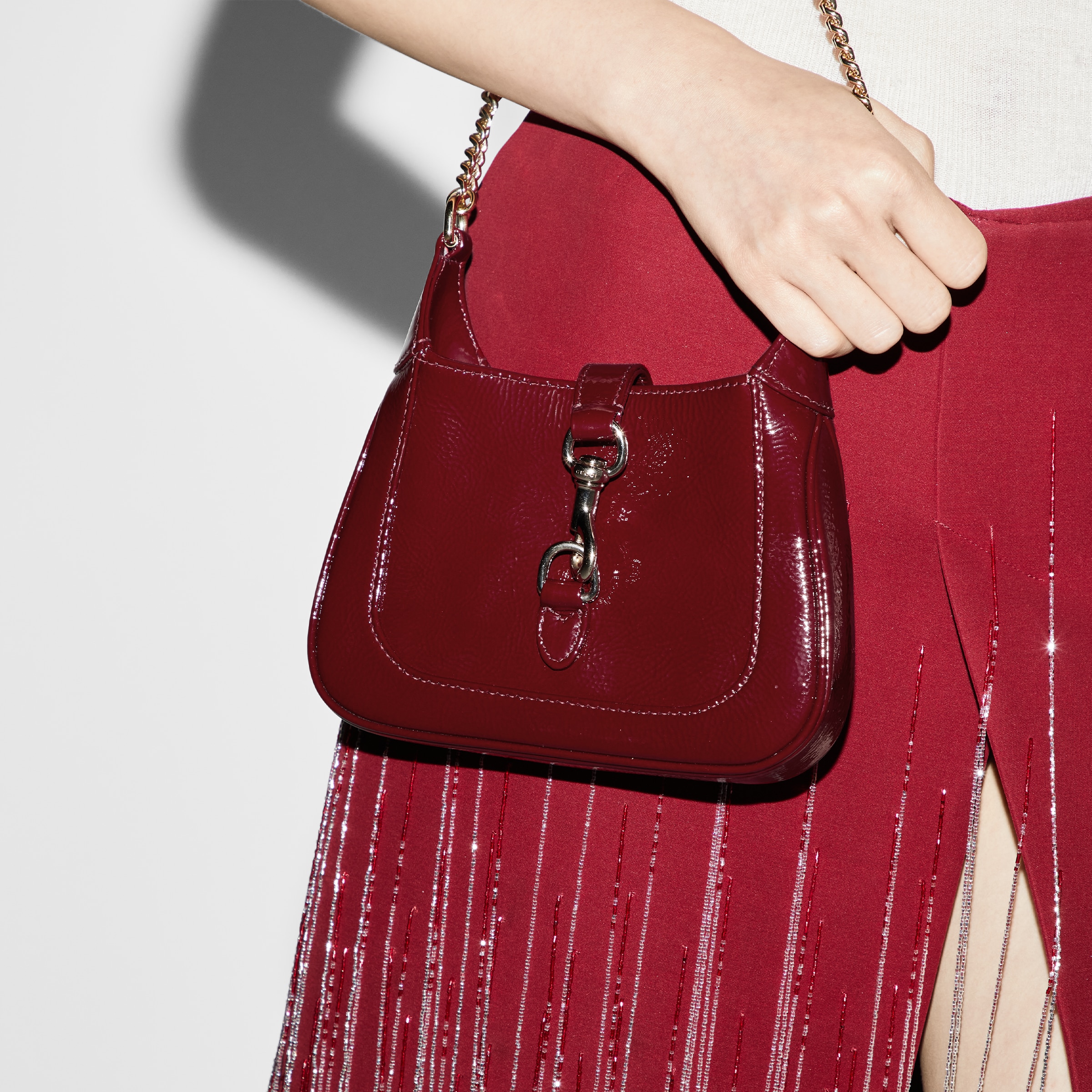 Mini sac Gucci Jackie Notte en Cuir verni rouge Rosso Ancora | GUCCI® FR