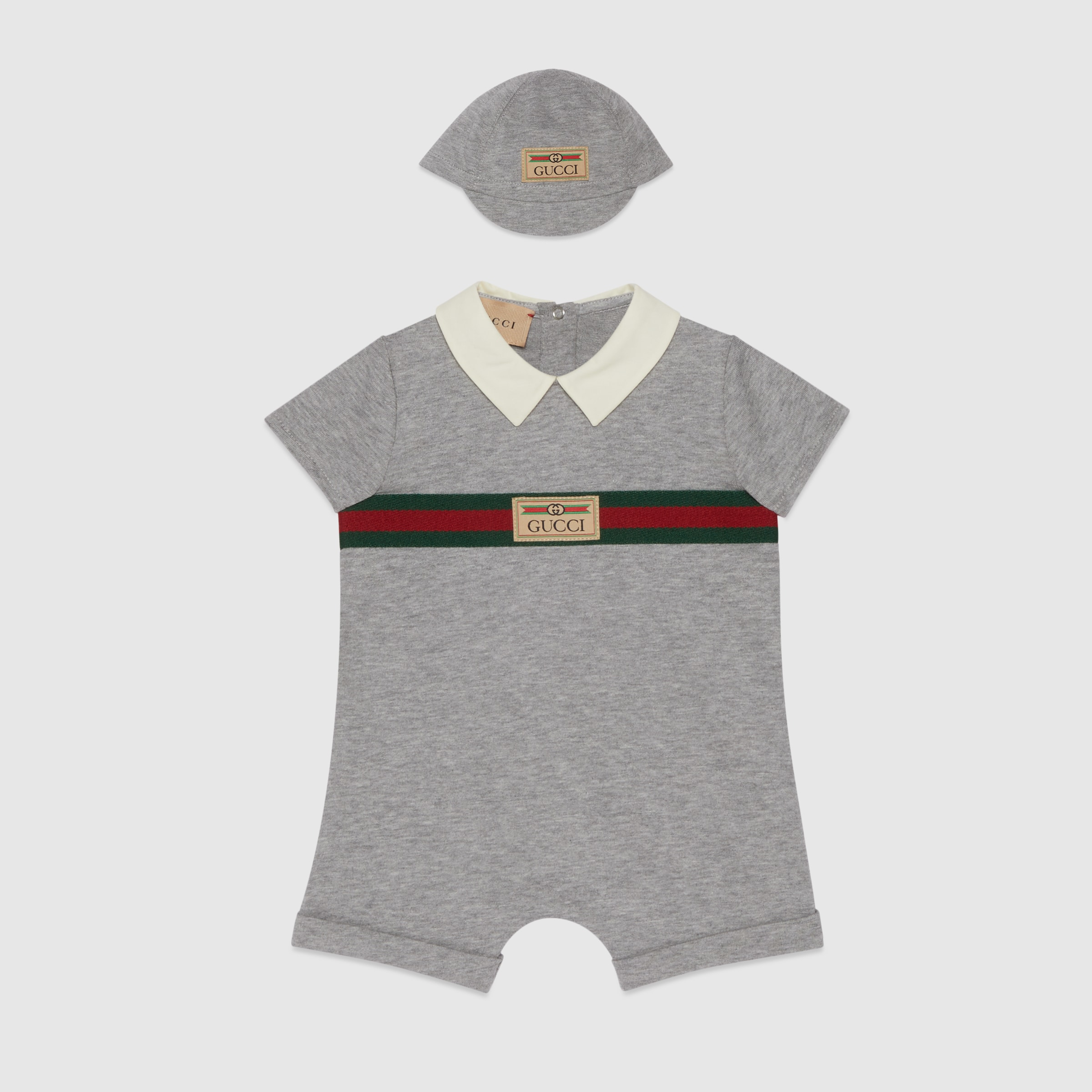Baby cotton jersey gift set in light grey | GUCCI® US