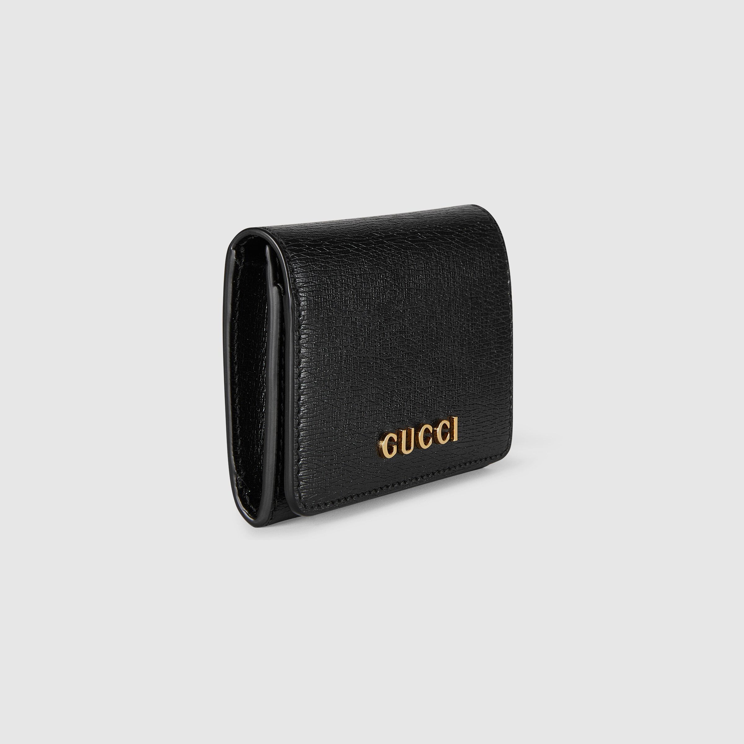 Card case with Gucci script in black leather | GUCCI® UK