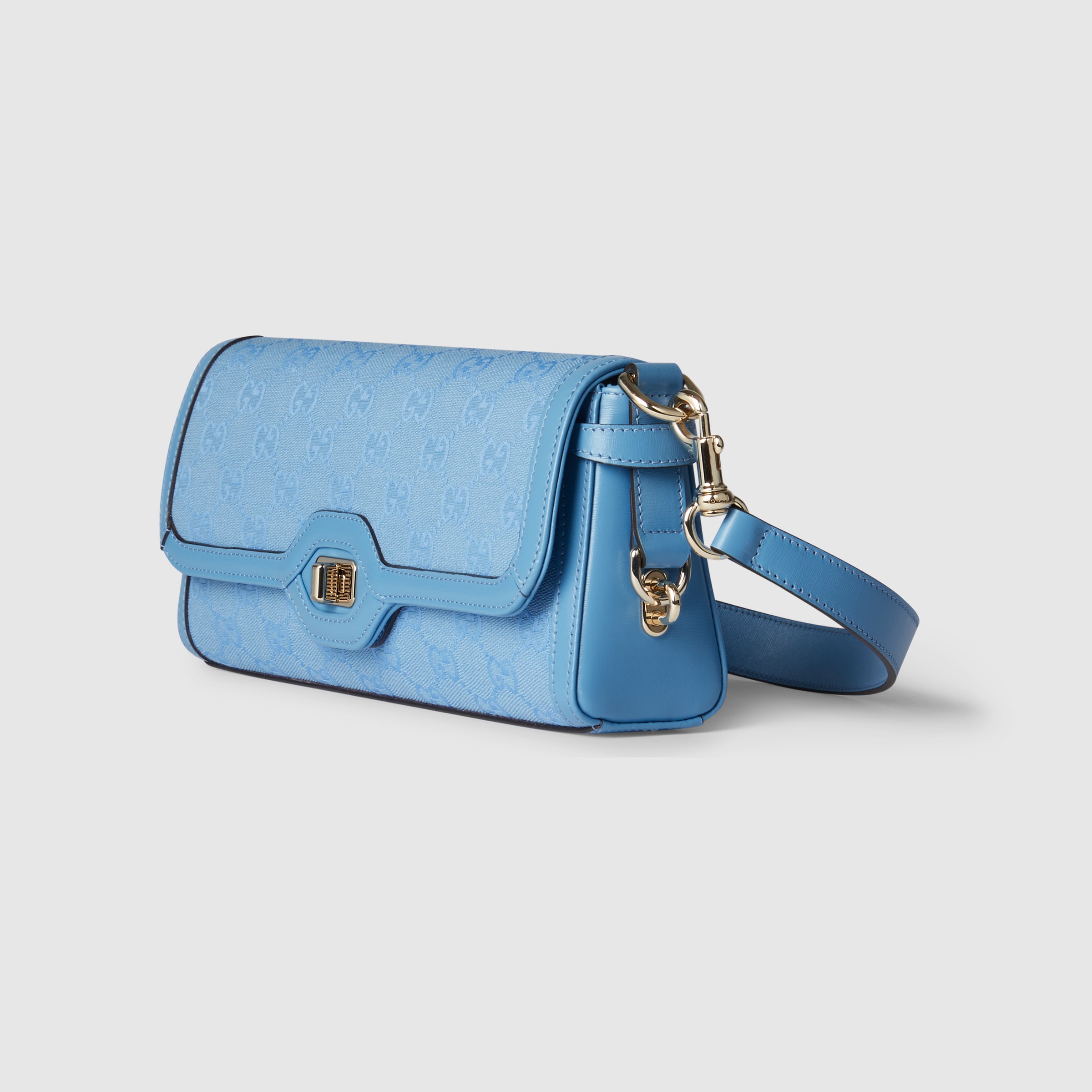 Gucci Luce small shoulder bag in light blue GG canvas | GUCCI® US