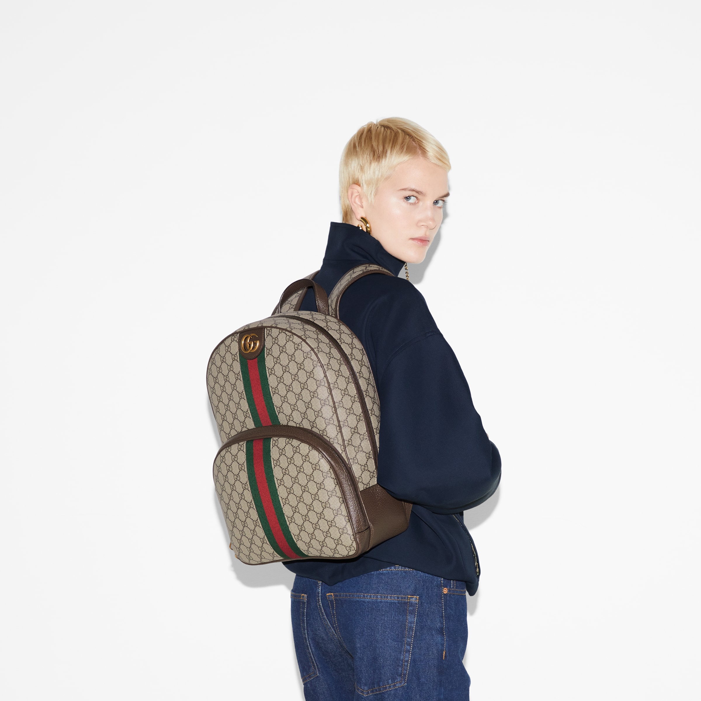 Ophidia backpack in beige and ebony GG Supreme | GUCCI® SG