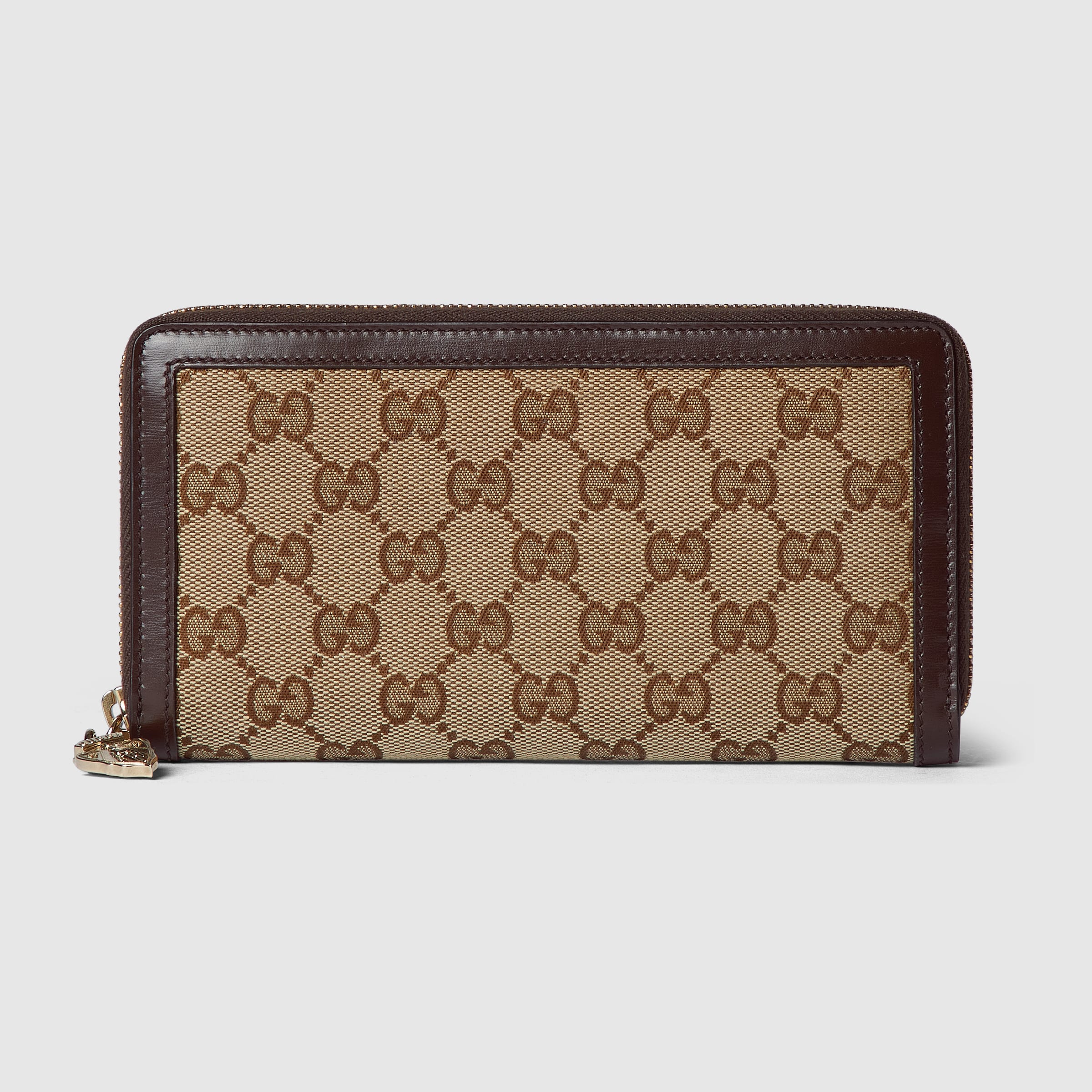 Gucci Luce zip around wallet in beige and ebony canvas | GUCCI® 香港