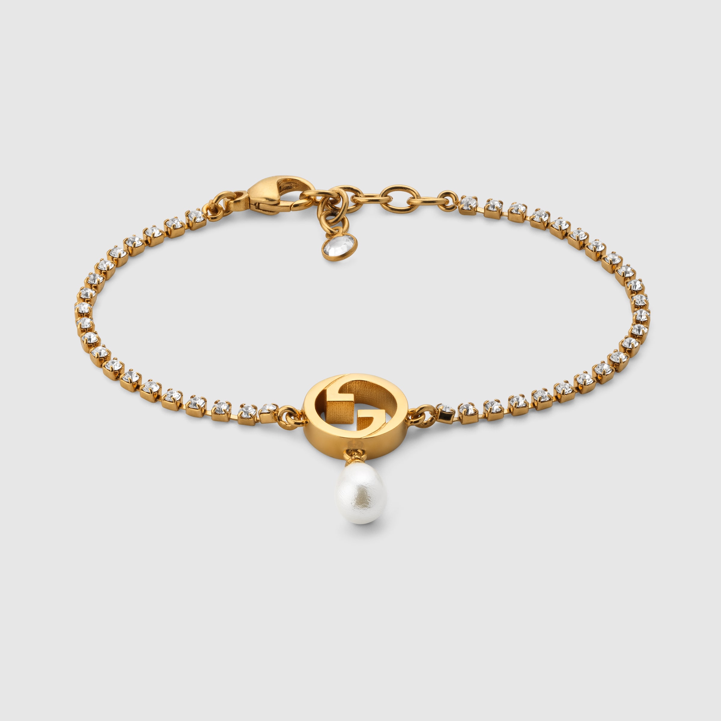 Gucci Blondie crystal bracelet in yellow gold-toned metal | GUCCI ...