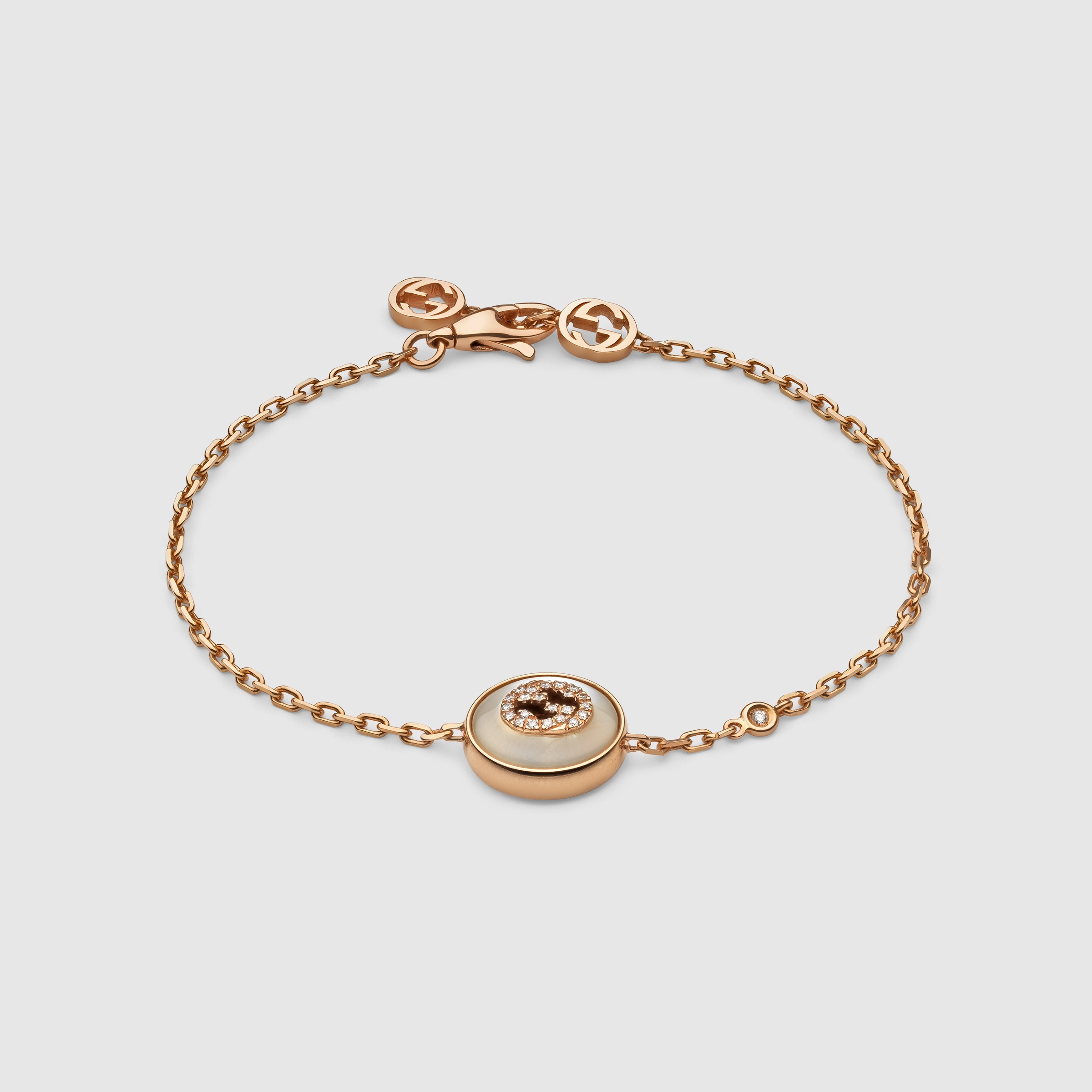 Gucci Interlocking 18k diamond bracelet in 18k rose gold | GUCCI® US