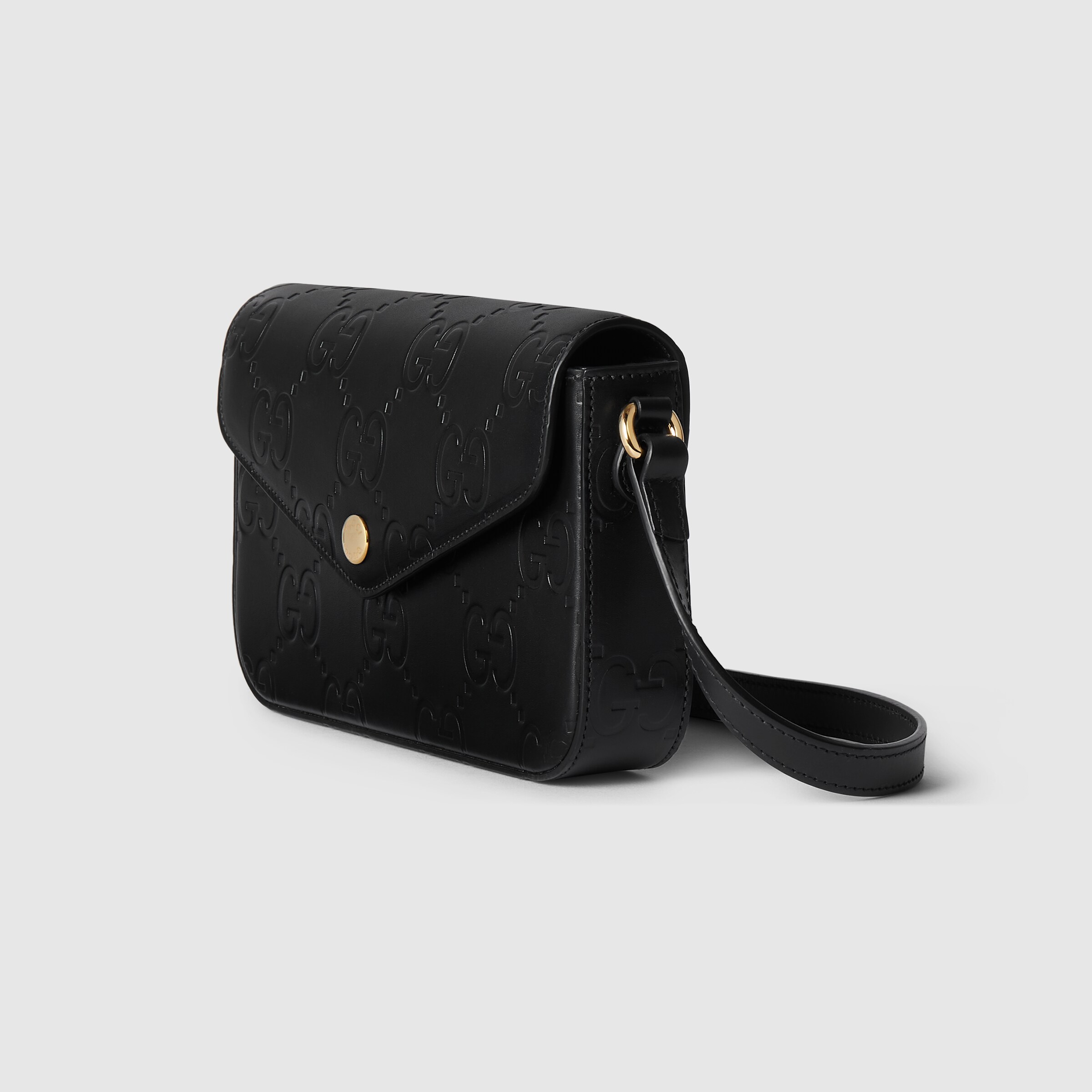 GG super mini shoulder bag in black GG leather | GUCCI® US