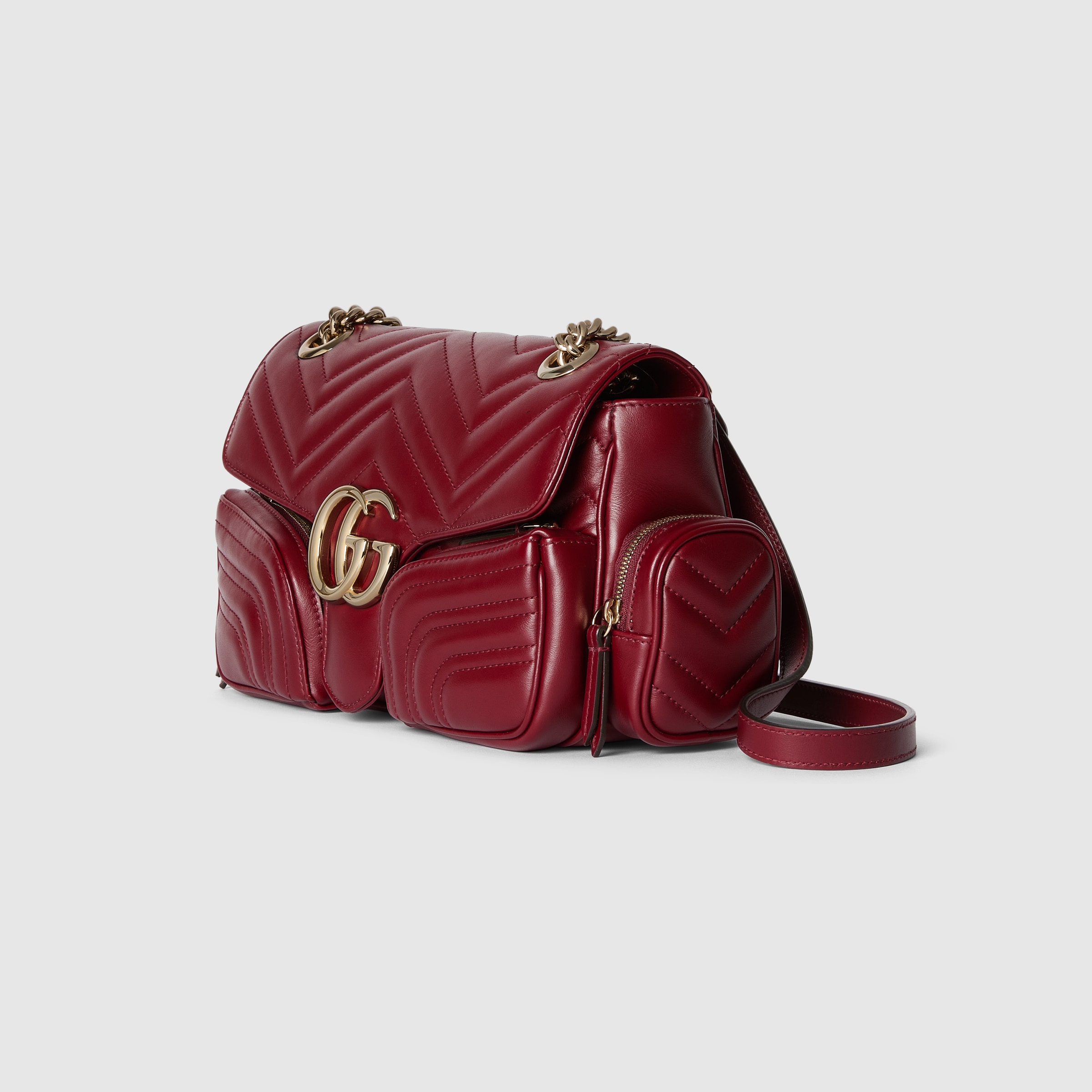 GG Marmont small multi-pocket bag in Gucci Rosso Ancora leather | GUCCI ...
