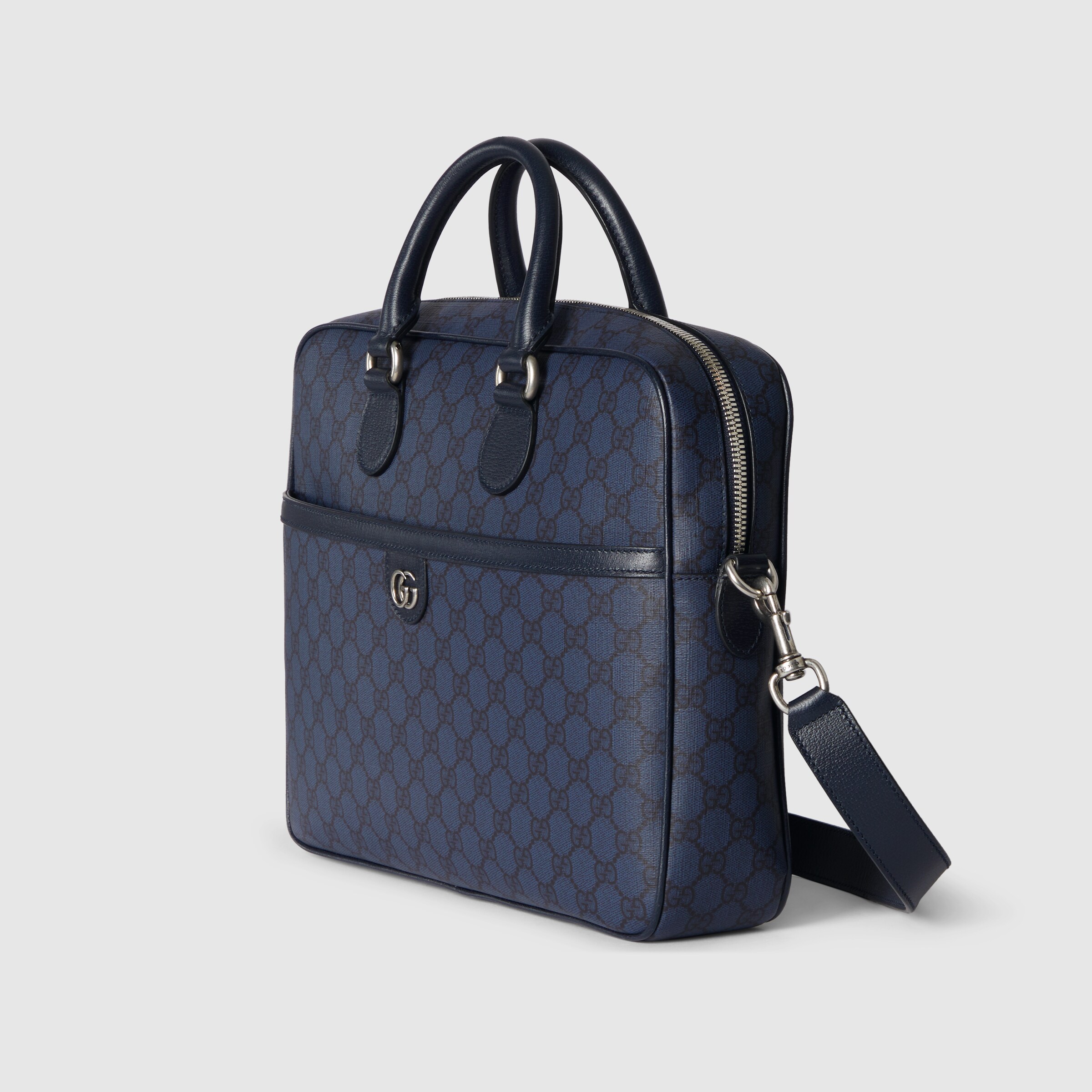 Ophidia medium briefcase in blue and dark blue GG Supreme | GUCCI® UK