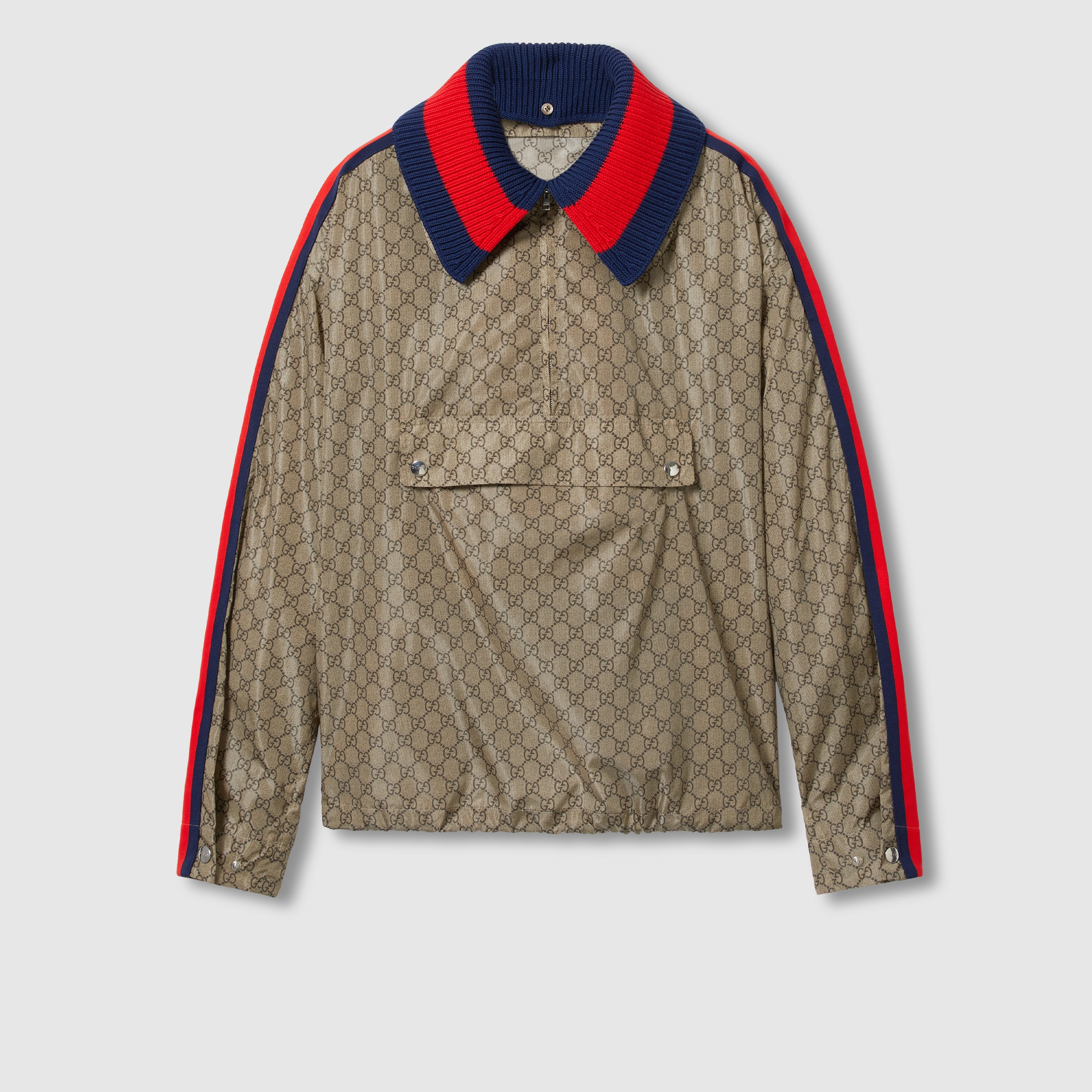 GG nylon jacket in beige and ebony | GUCCI® US