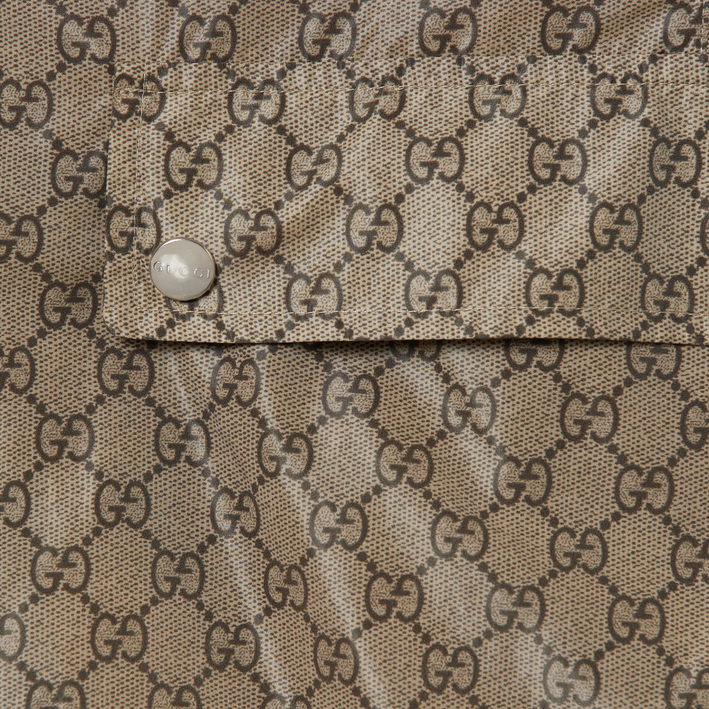 GG nylon jacket in beige and ebony | GUCCI® US