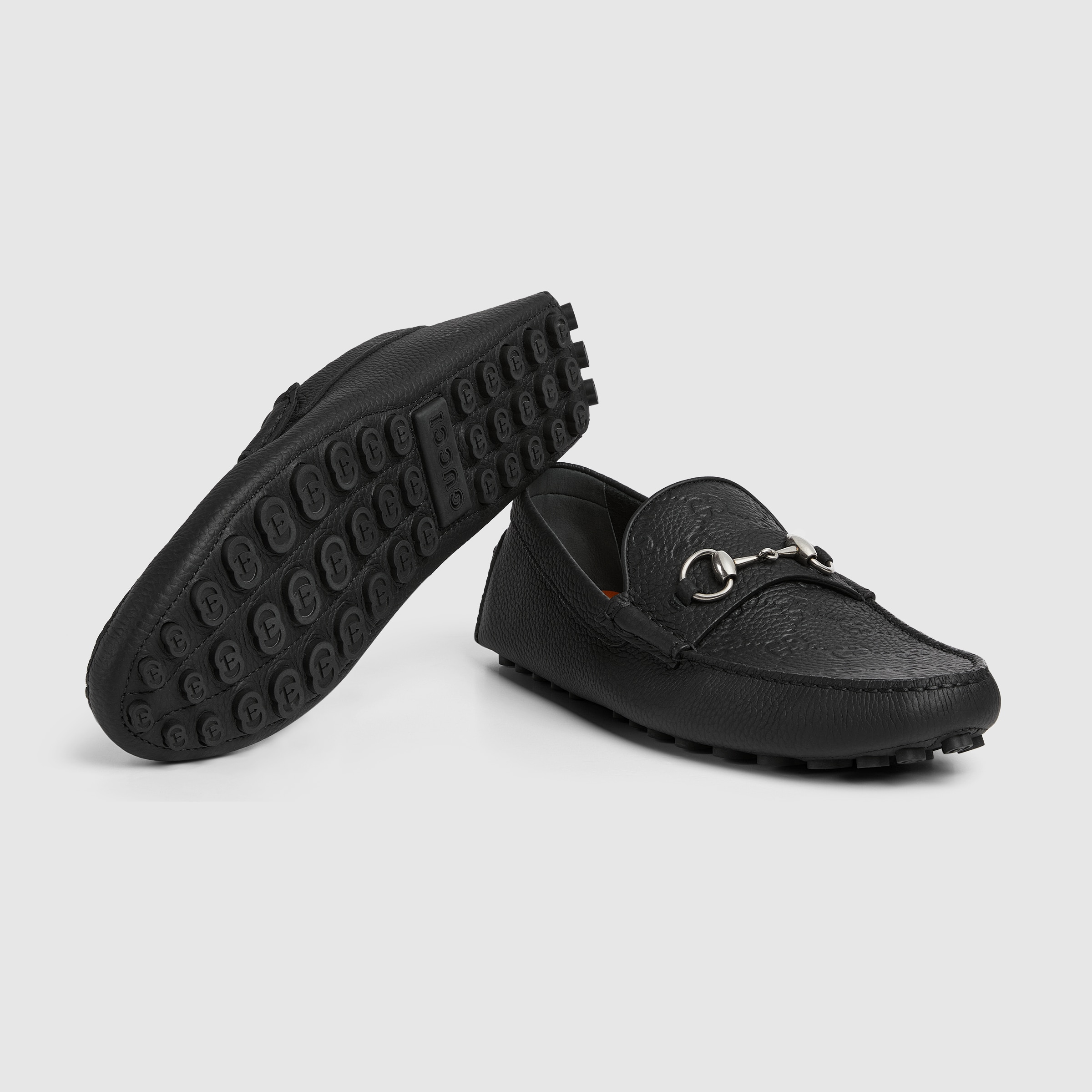 Men's driver with Horsebit in black GG leather | GUCCI® US