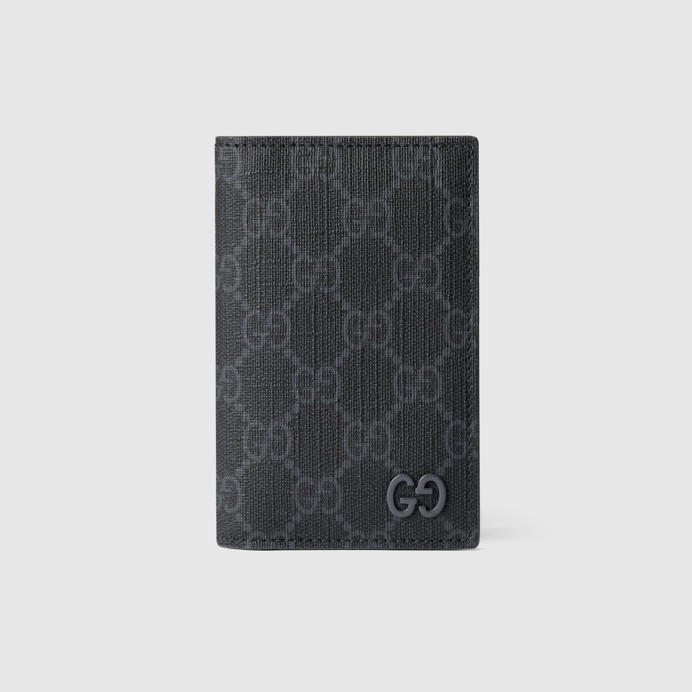 Grey interior GG long card case in black GG Supreme canvas | GUCCI® US