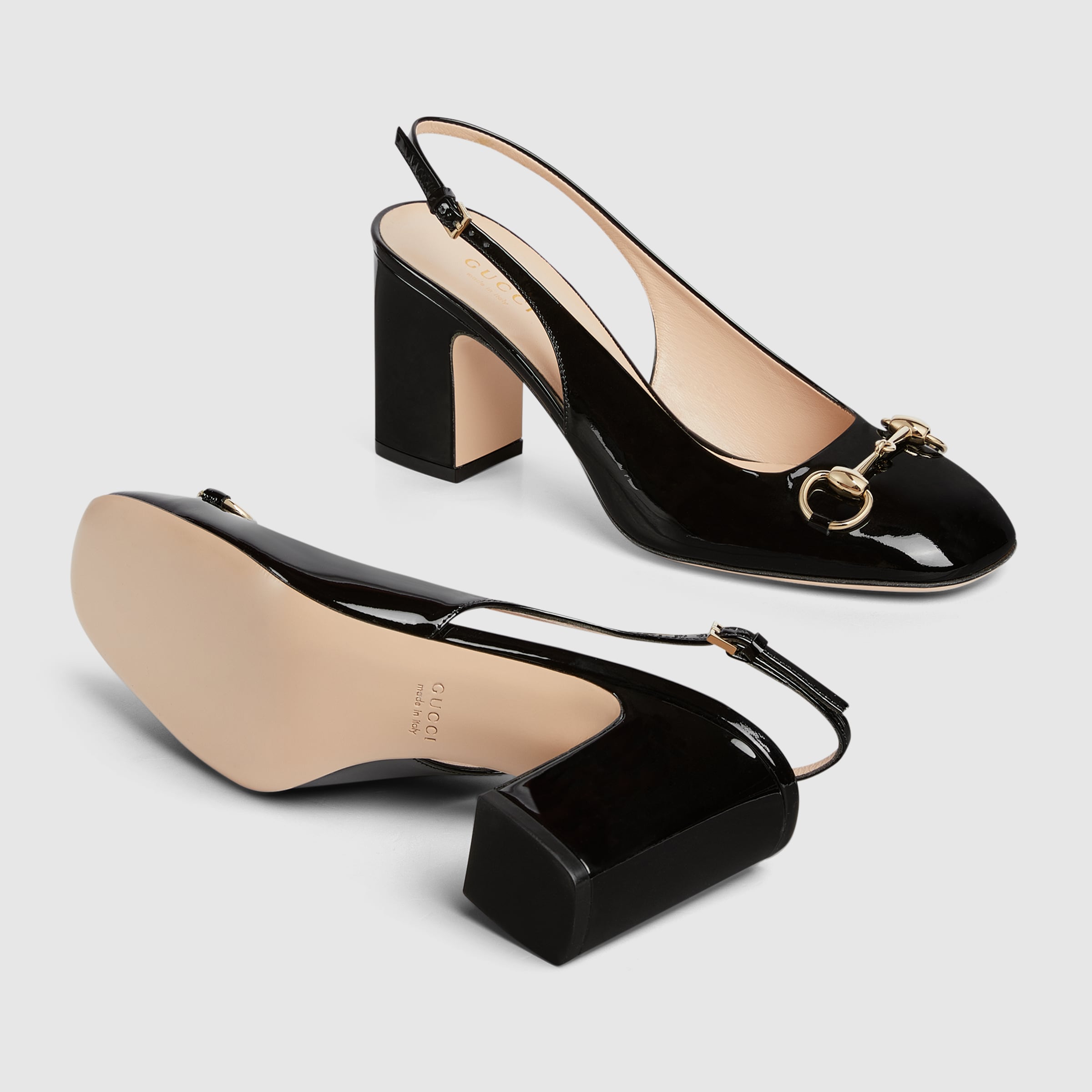 Zapato de salón con Horsebit para mujer en charol negro | GUCCI® ES