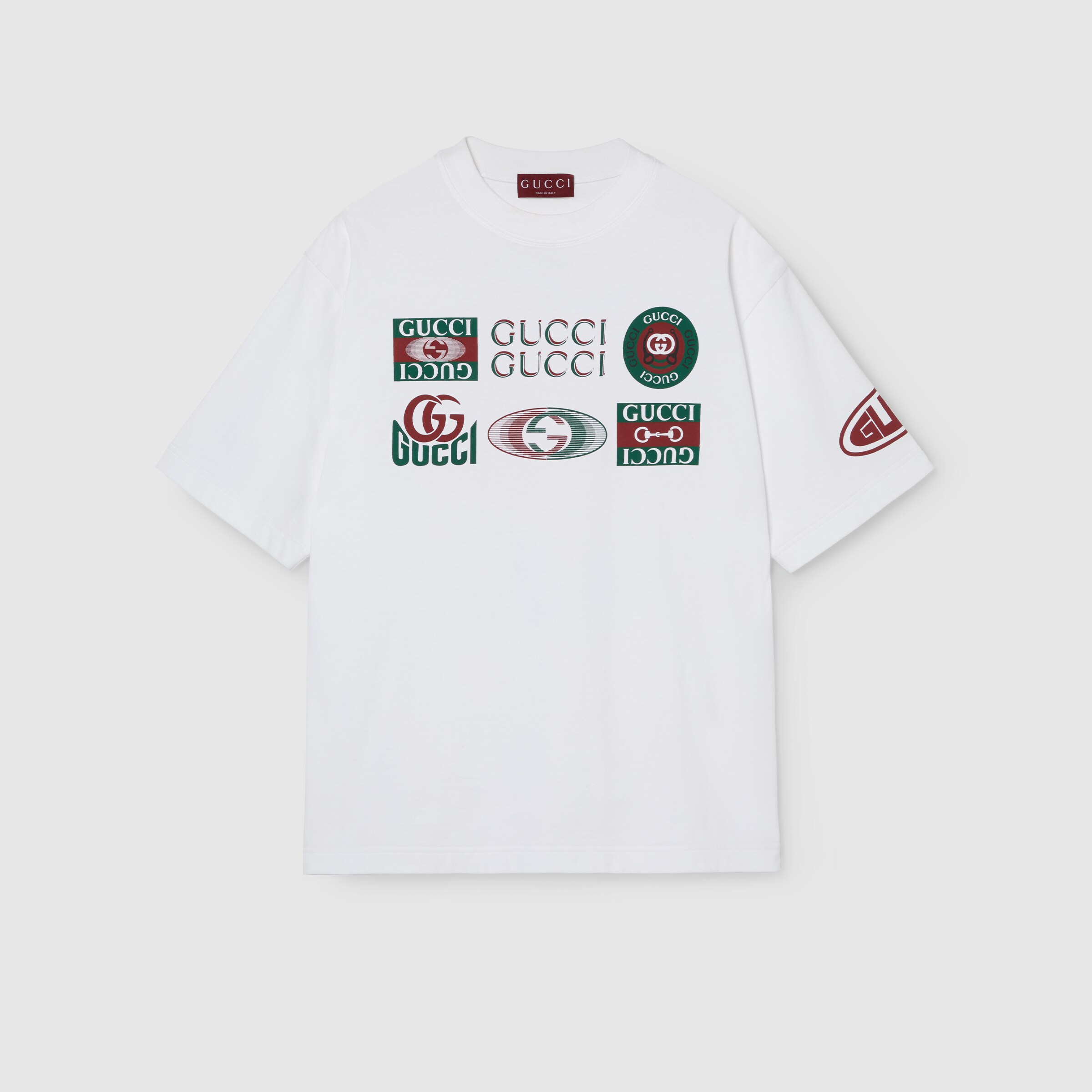 Cotton jersey T-shirt with Gucci print in white | GUCCI® UK
