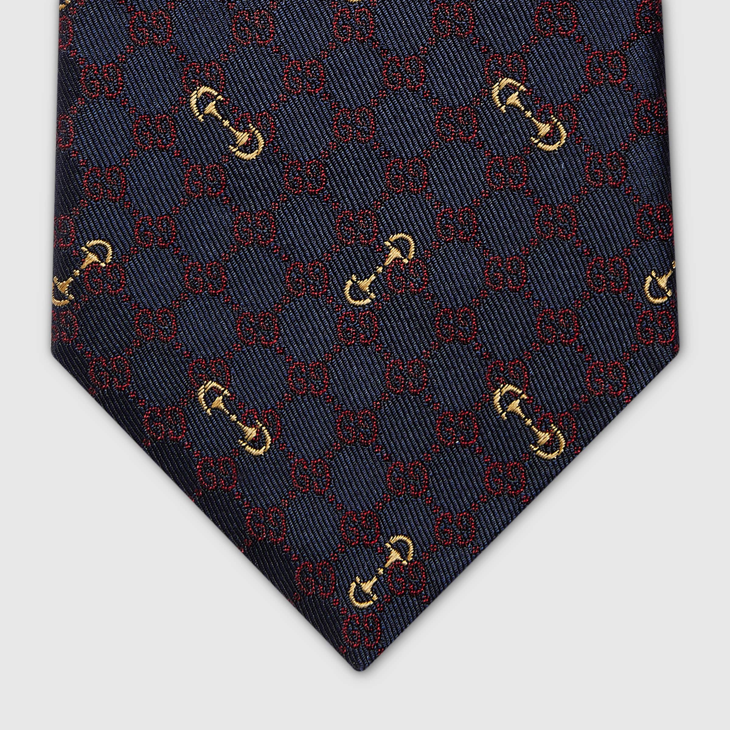 GG silk jacquard tie in blue and red | GUCCI® US