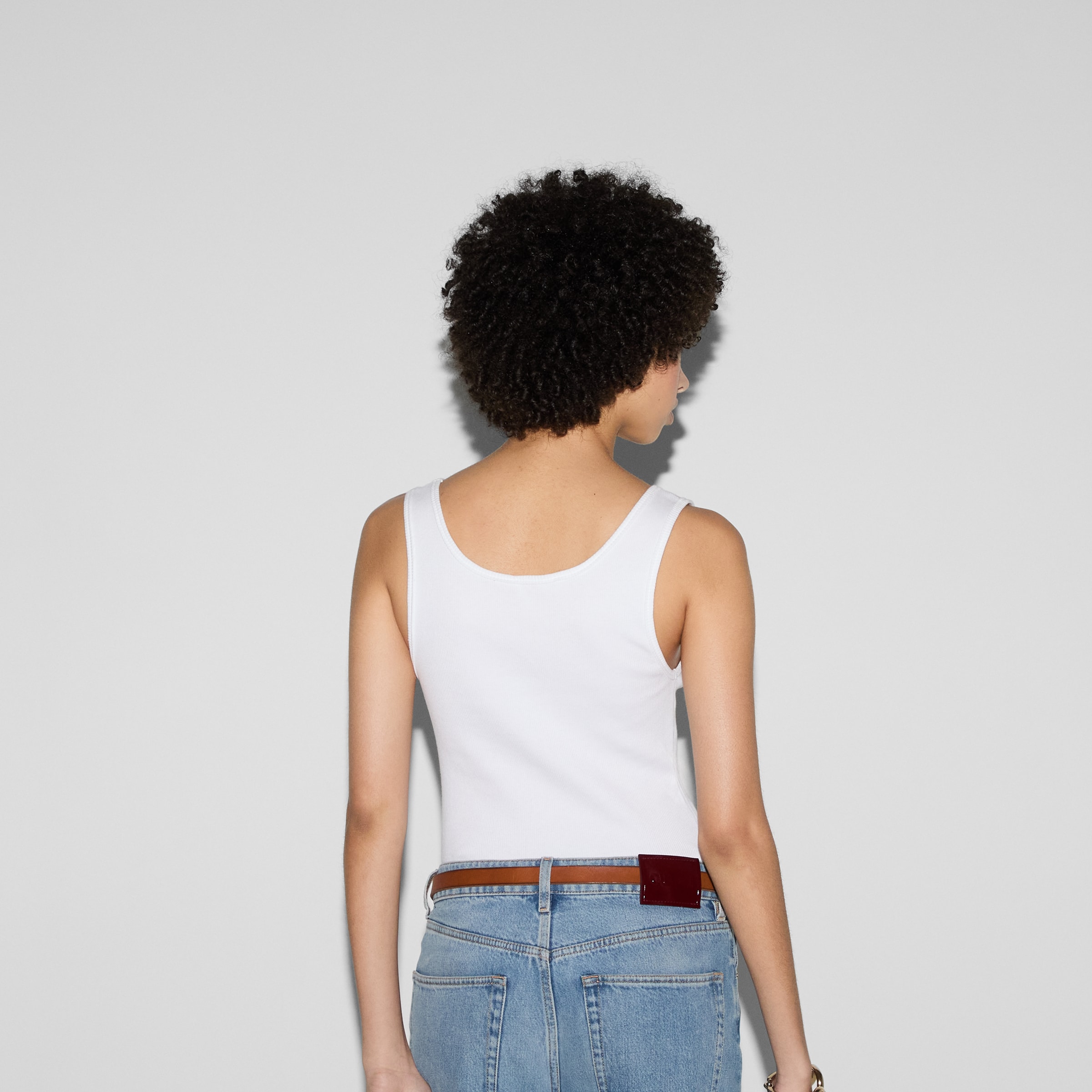 Rib cotton tank top with Gucci print in white | GUCCI® UK