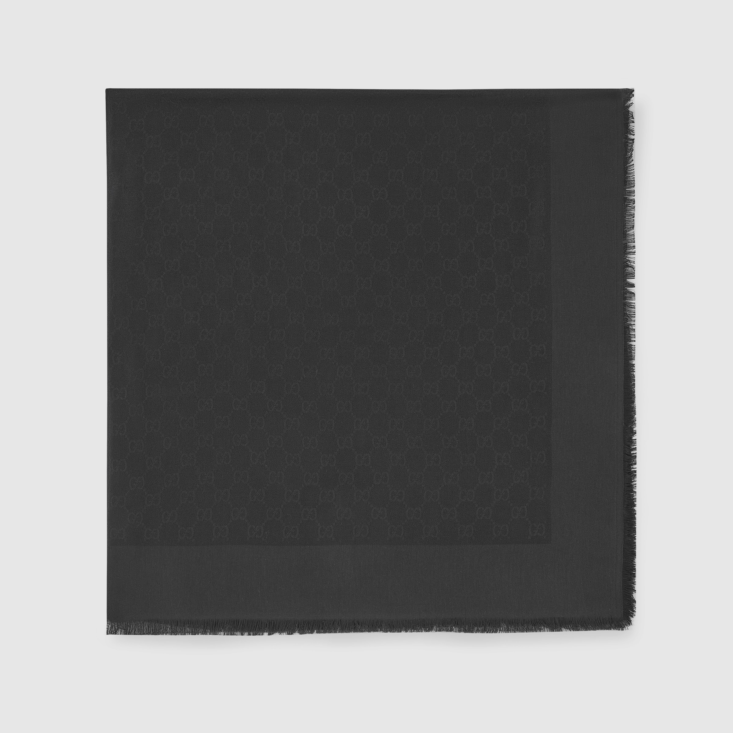 GG silk cotton jacquard shawl in black | GUCCI® US