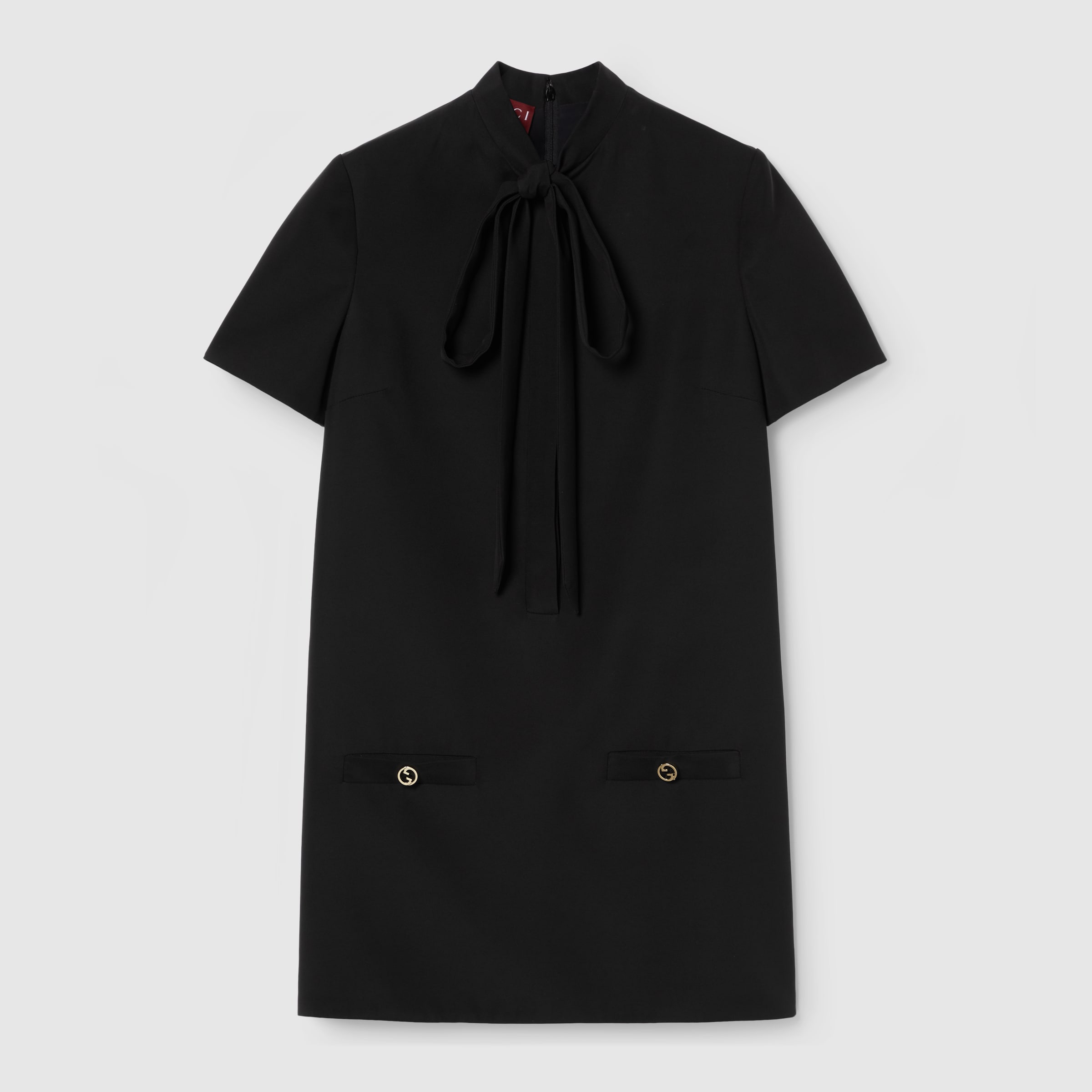 Viscose silk cady dress in black | GUCCI® US
